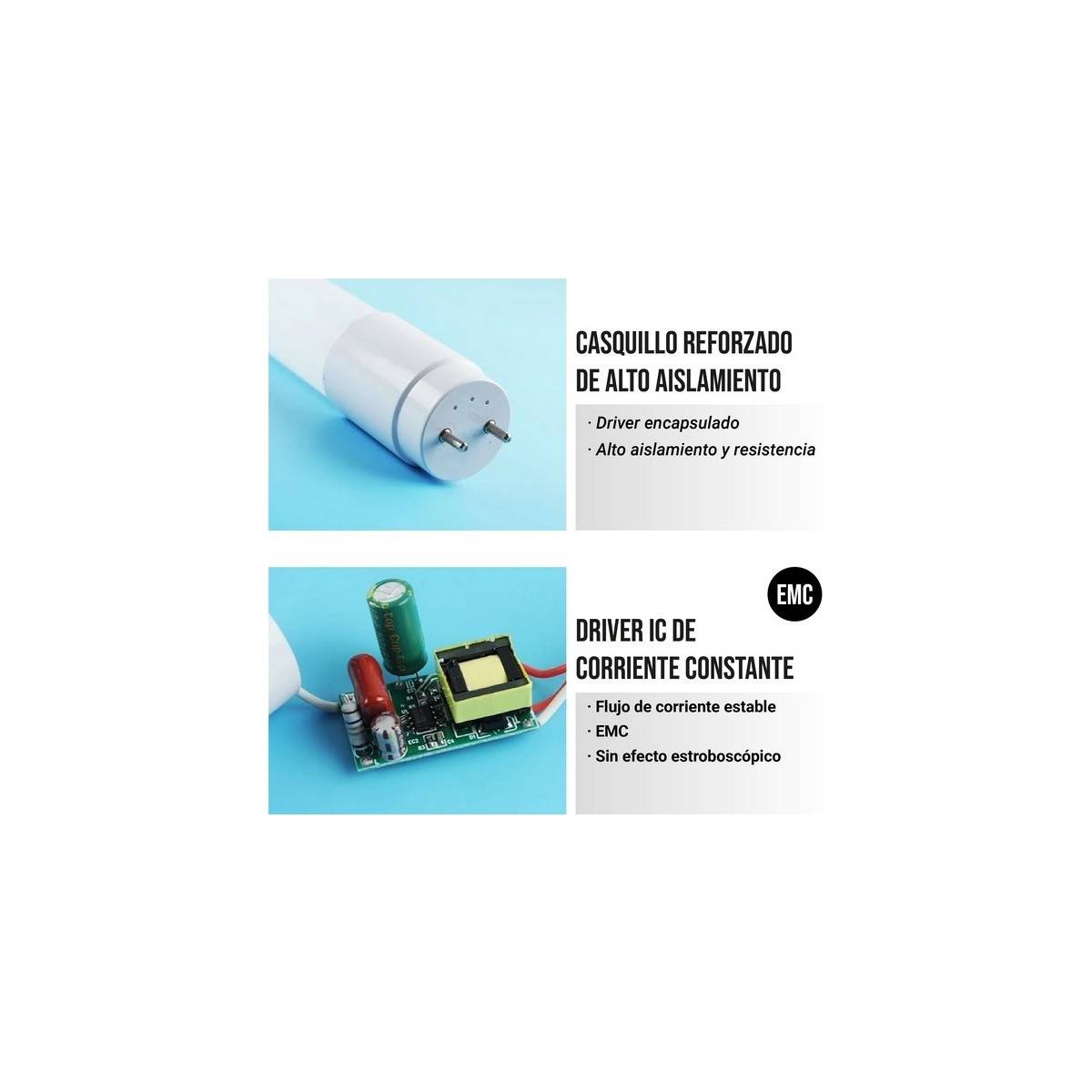 Tubo LED 60cm T8 - 9W -140lm/W