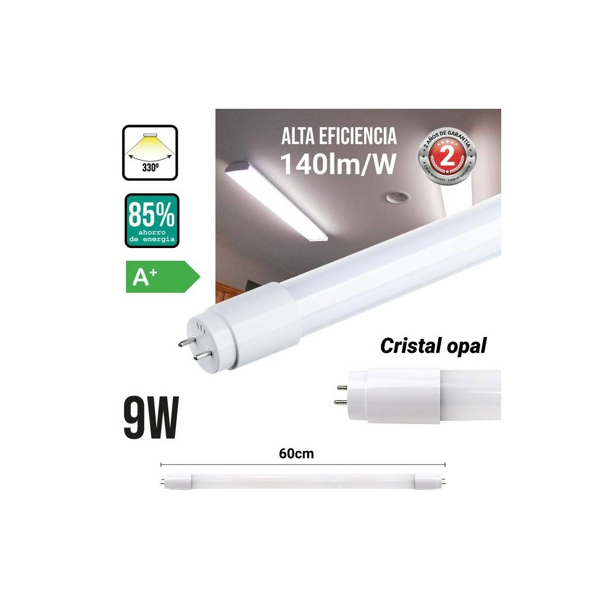 Tubo LED 60cm T8 - 9W -140lm/W