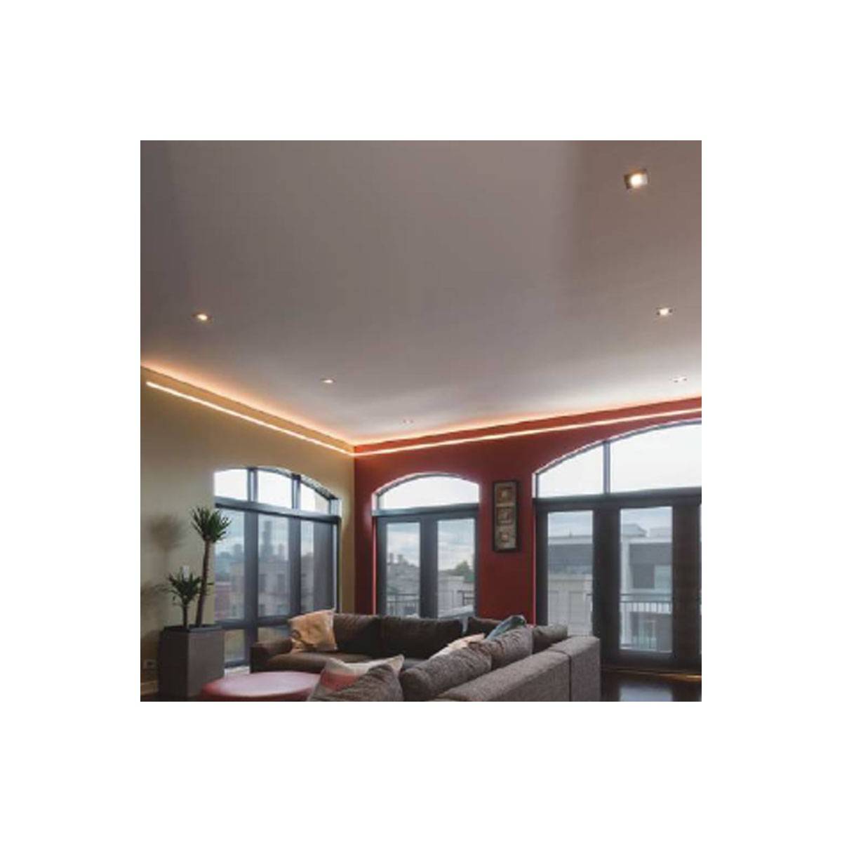 Perfil empotrado para tira LED para pared y techo 36x28mm