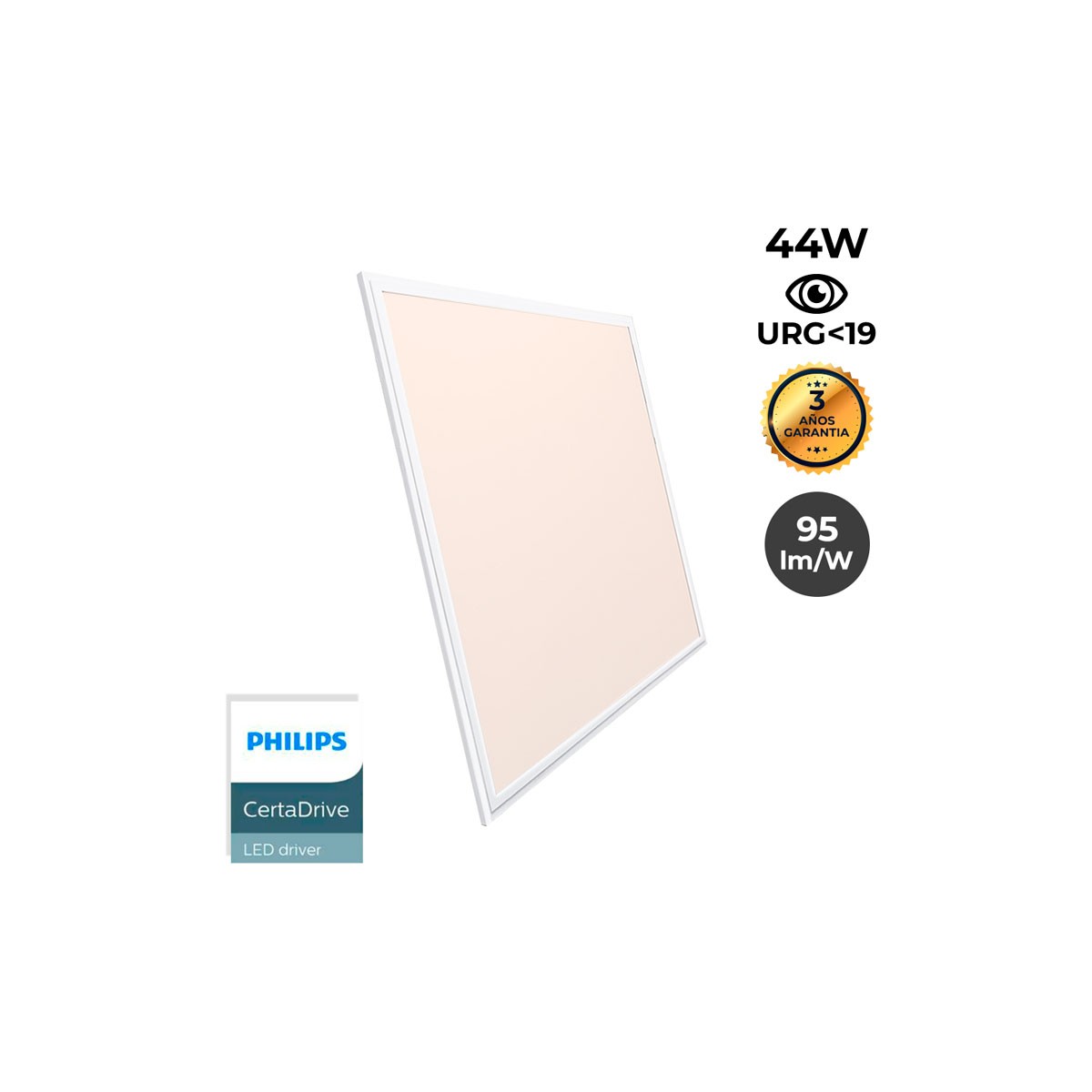 Pack de 10 paneles LED slim 60X60 cm - Driver Philips - 44W - UGR19