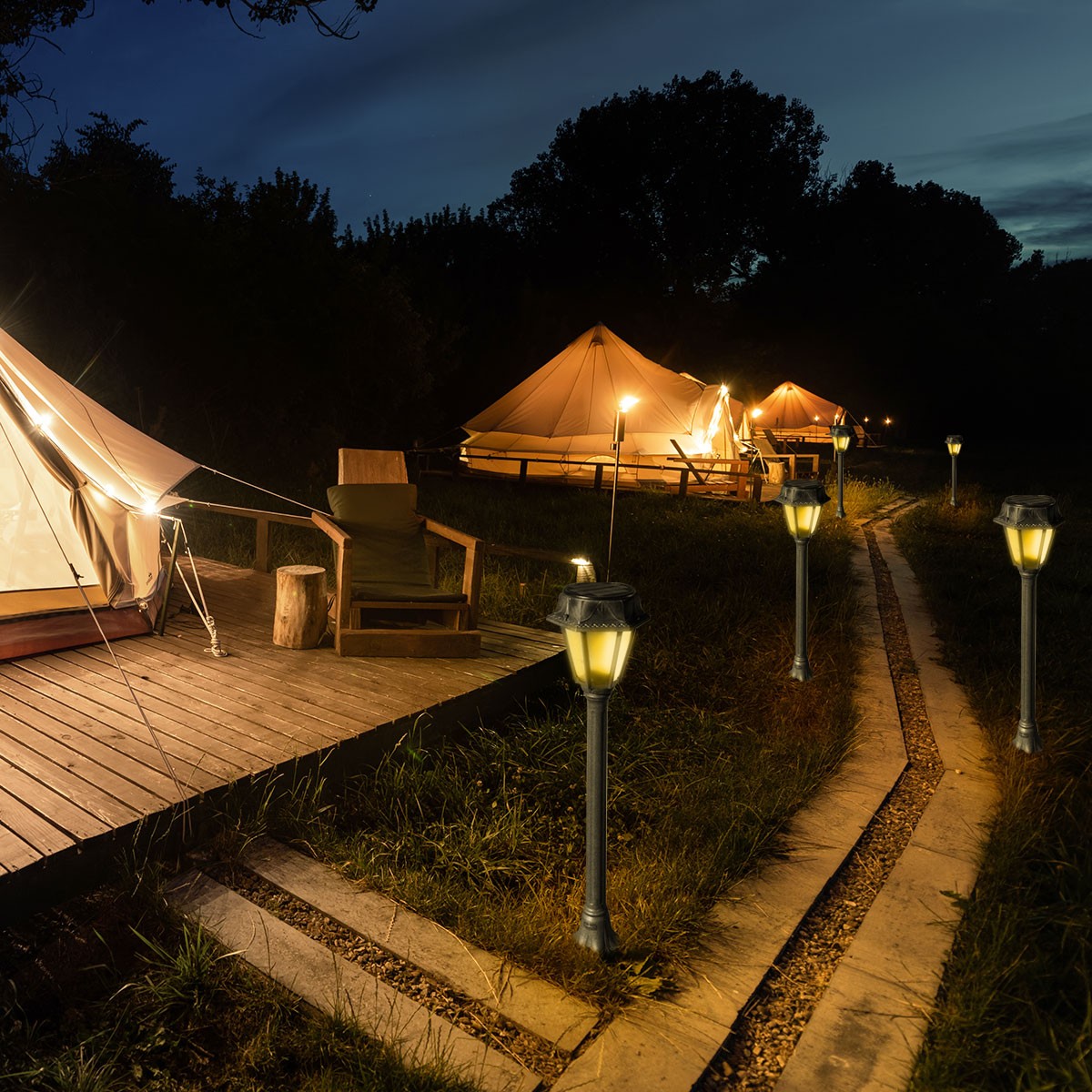 Bolardo solar de jardín "MIZAR/ROSETTA" con sensor PIR - 2 modos de ...
