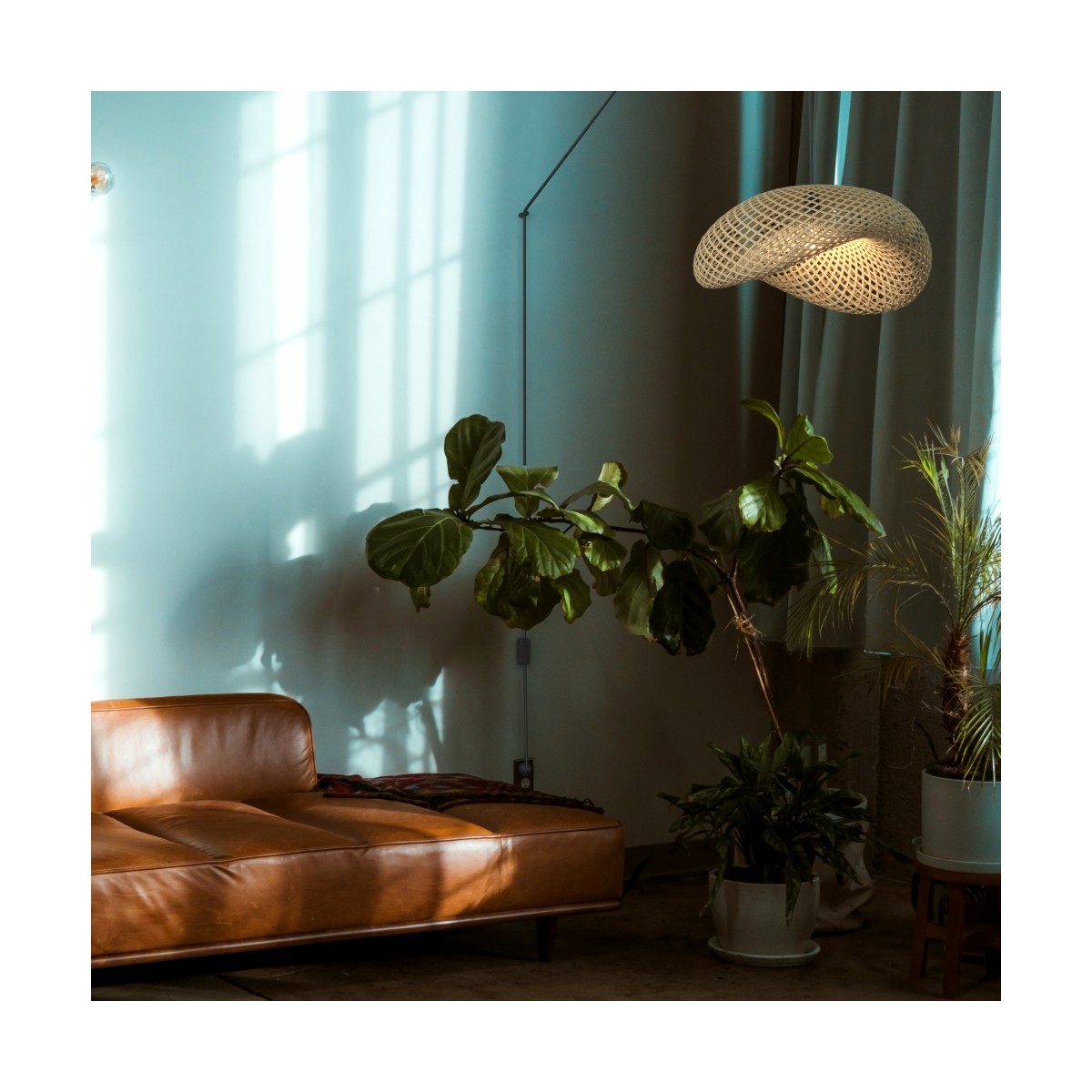 Lampara colgante de mimbre "Vimet Lite" con interruptor y enchufe