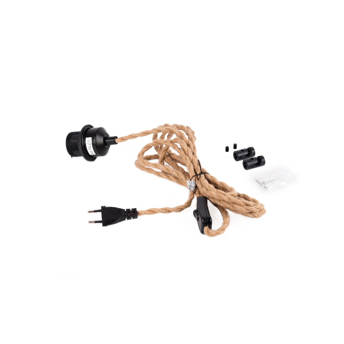 Lámpara colgante de mimbre "Samoa" con interruptor y enchufe