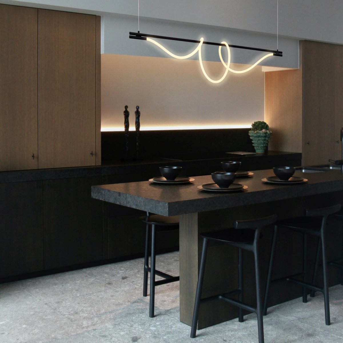 Lámpara colgante moderna neón ondulante "Corda" - 360º - 45W - 3000K