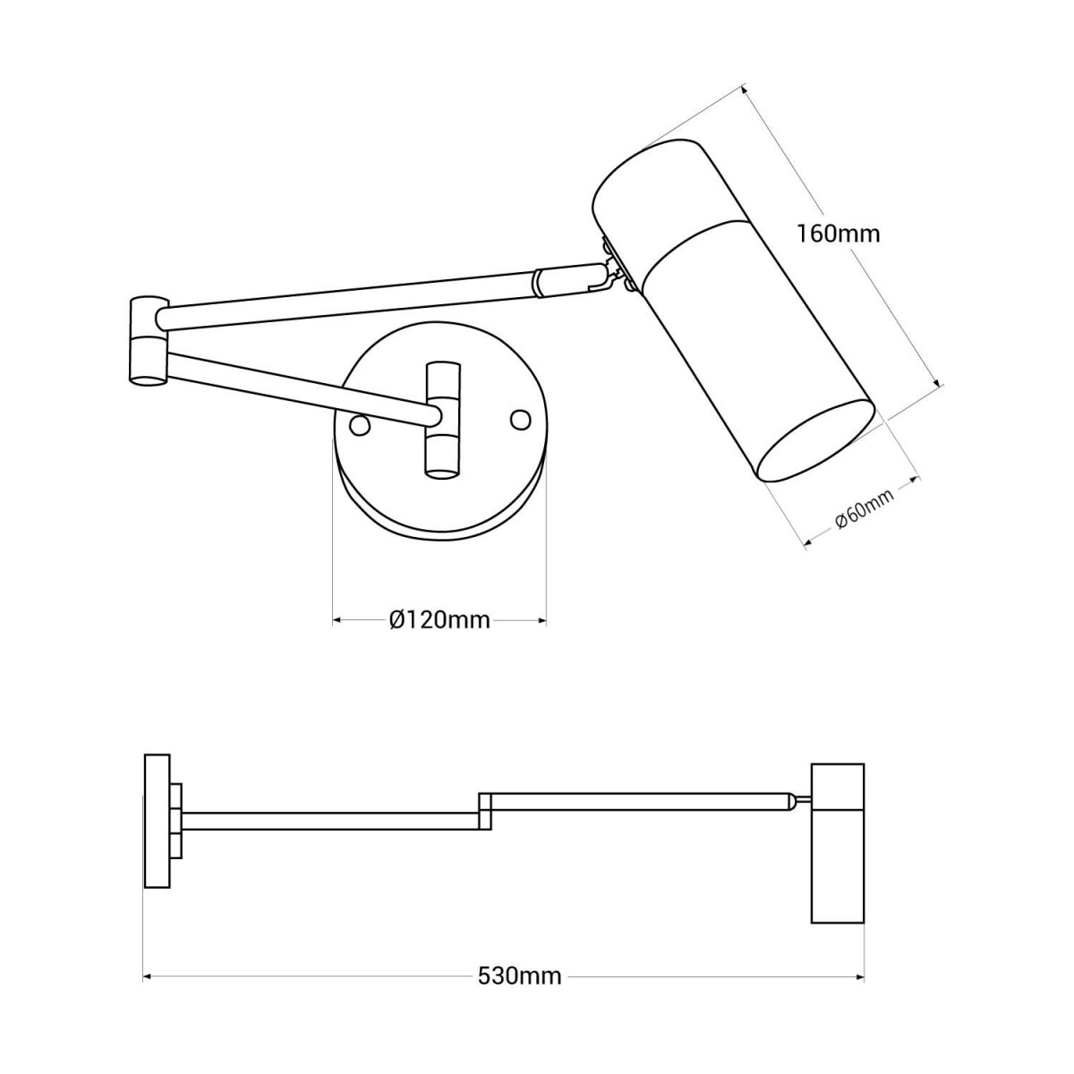Aplique de pared extensible con enchufe "Logan" blanco y madera