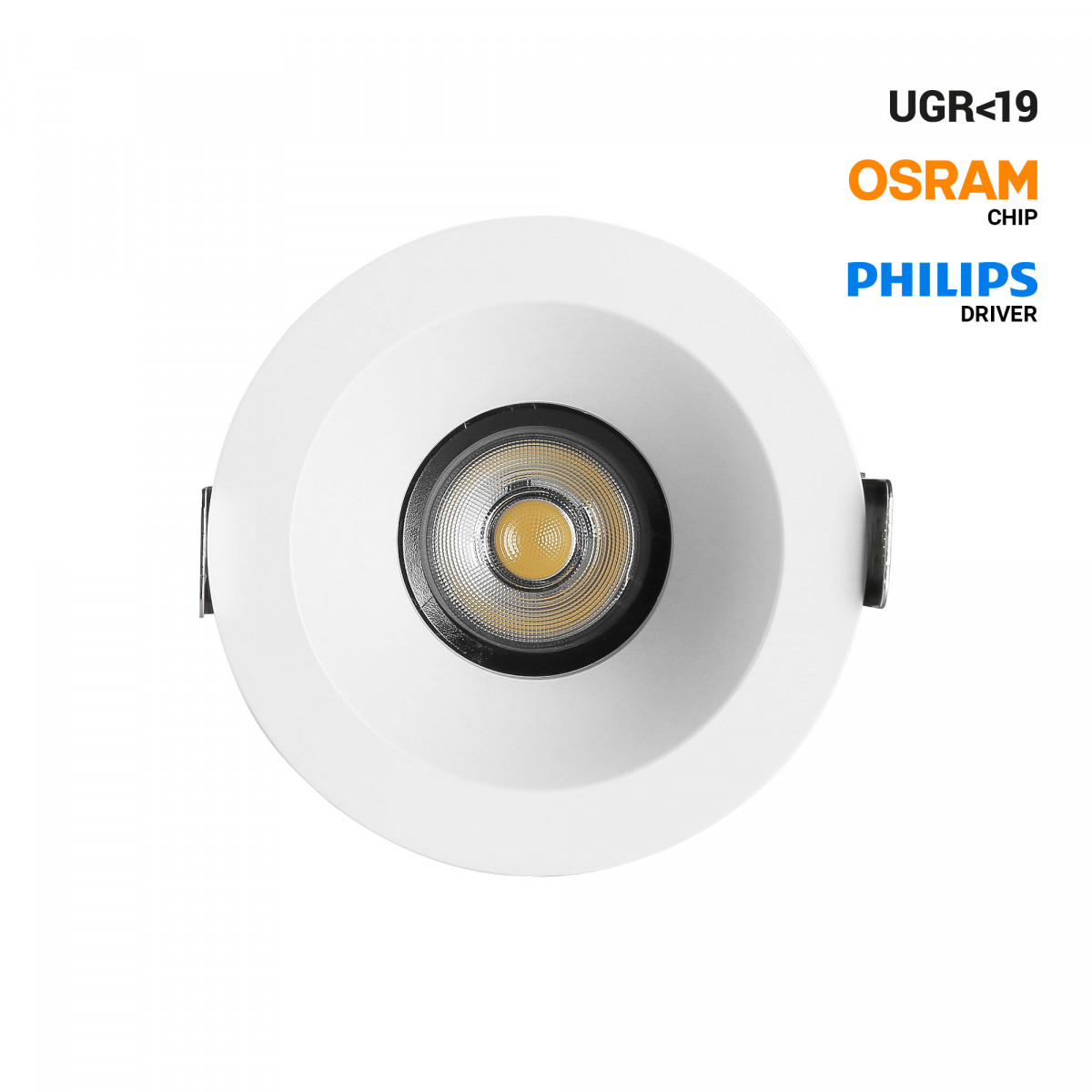 Downlight LED - 12W CCT - chip OSRAM - driver PHILIPS - CORTE Ø 75mm