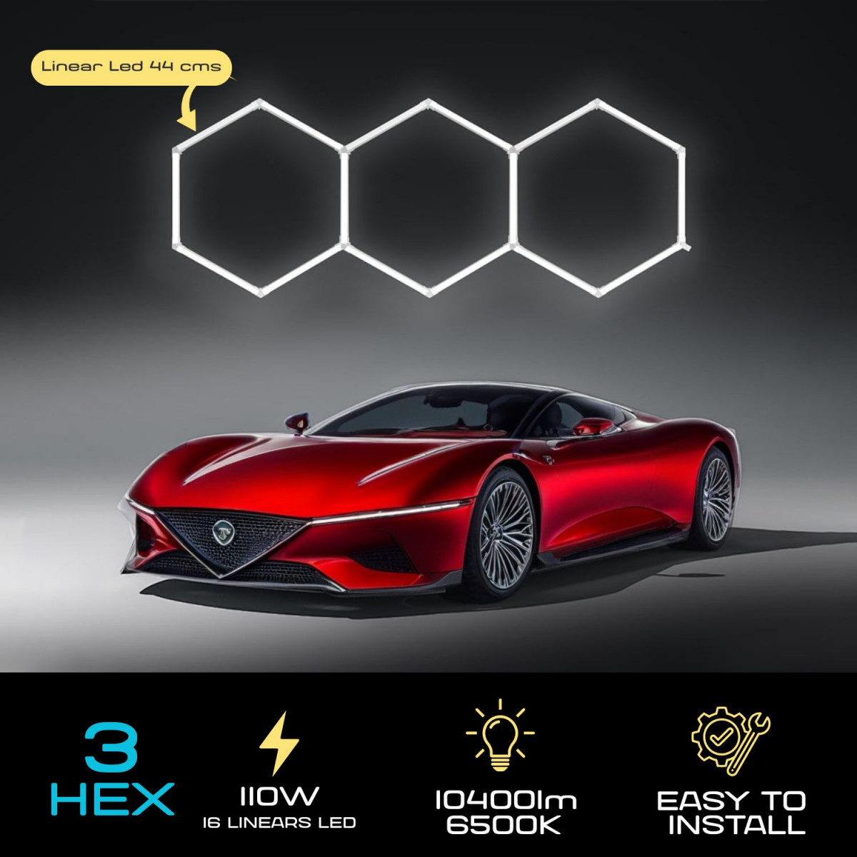 Luz LED hexagonal/Panal de abeja - 6500K - 3 hexágonos - 440cm