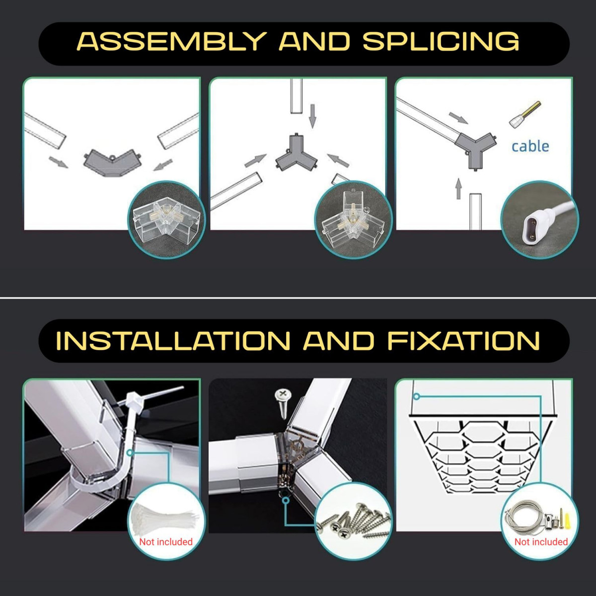 Luz LED hexagonal/Panal de abeja - 6500K - 3 hexágonos - 440cm