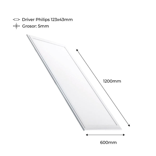Recessed LED Panel 1200X600mm Slim 72W PHILIPS DRIVER UGR19 with ...