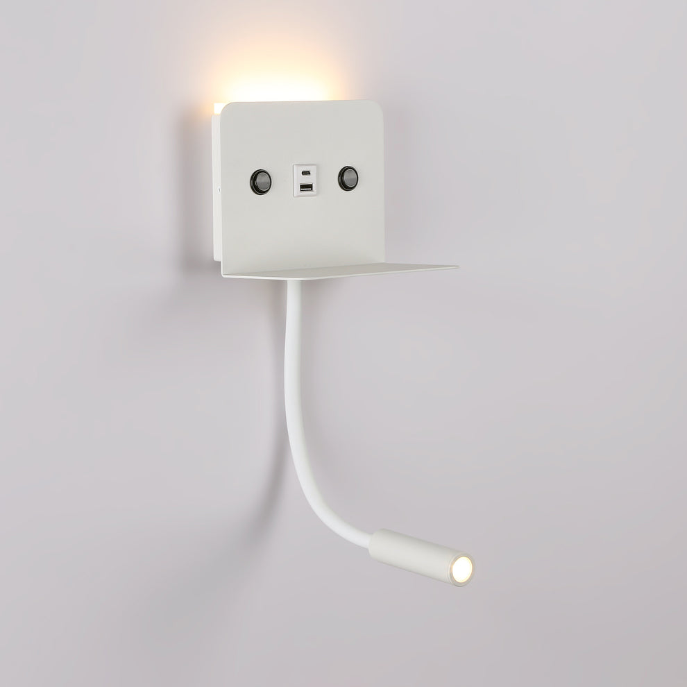 Wall-mounted reading lamp "SLANGE 2" - 3W + 6W - USB port + USB-C ...