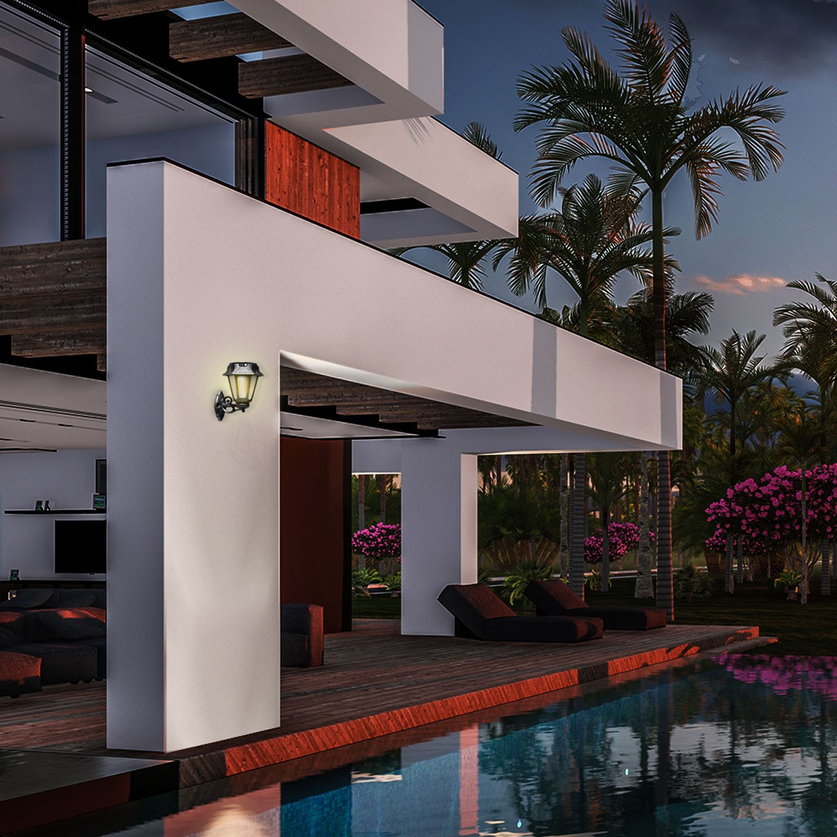 Solar Gartenwandleuchte „BISSO/ROSETTA“ mit PIR-Melder - 2 Betriebsmodi ...