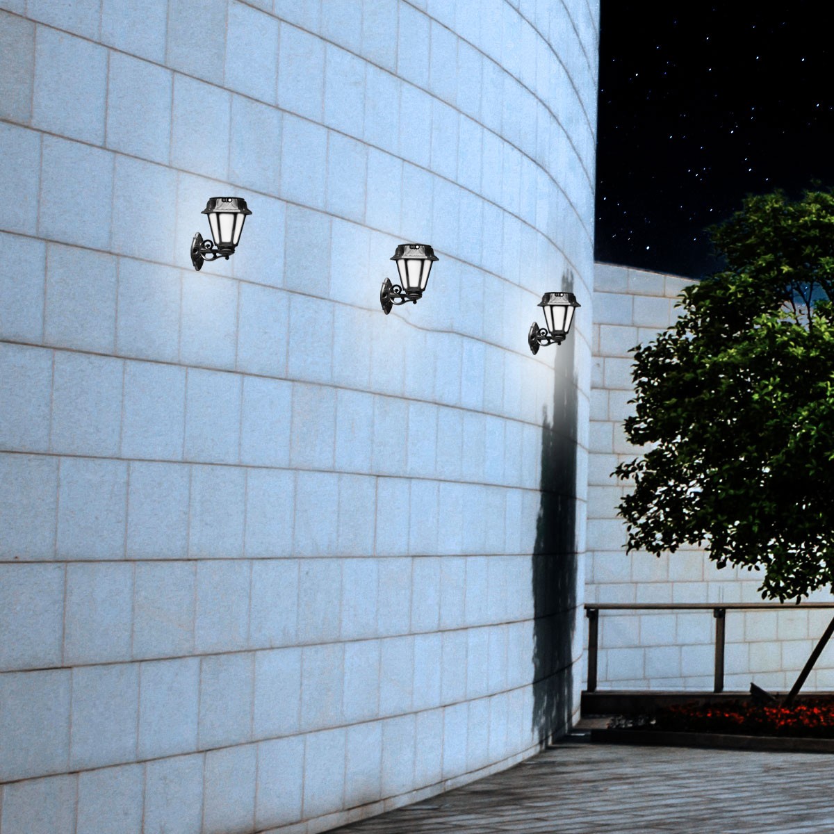 Solar Gartenwandleuchte „BISSO/ROSETTA“ mit PIR-Melder - 2 Betriebsmodi ...