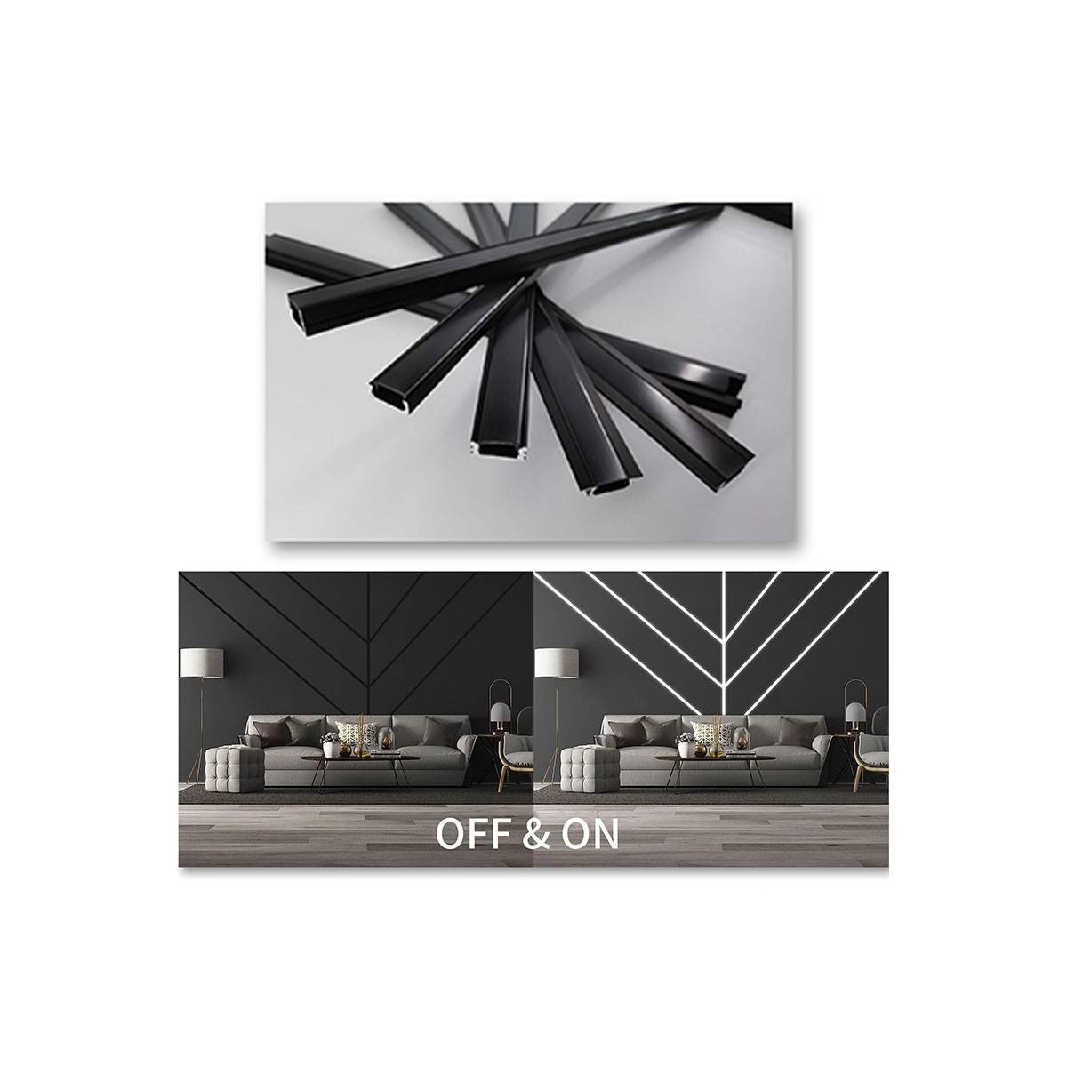 Black diffuser for 17mm (2m) LED strip profiles - Black Profiles