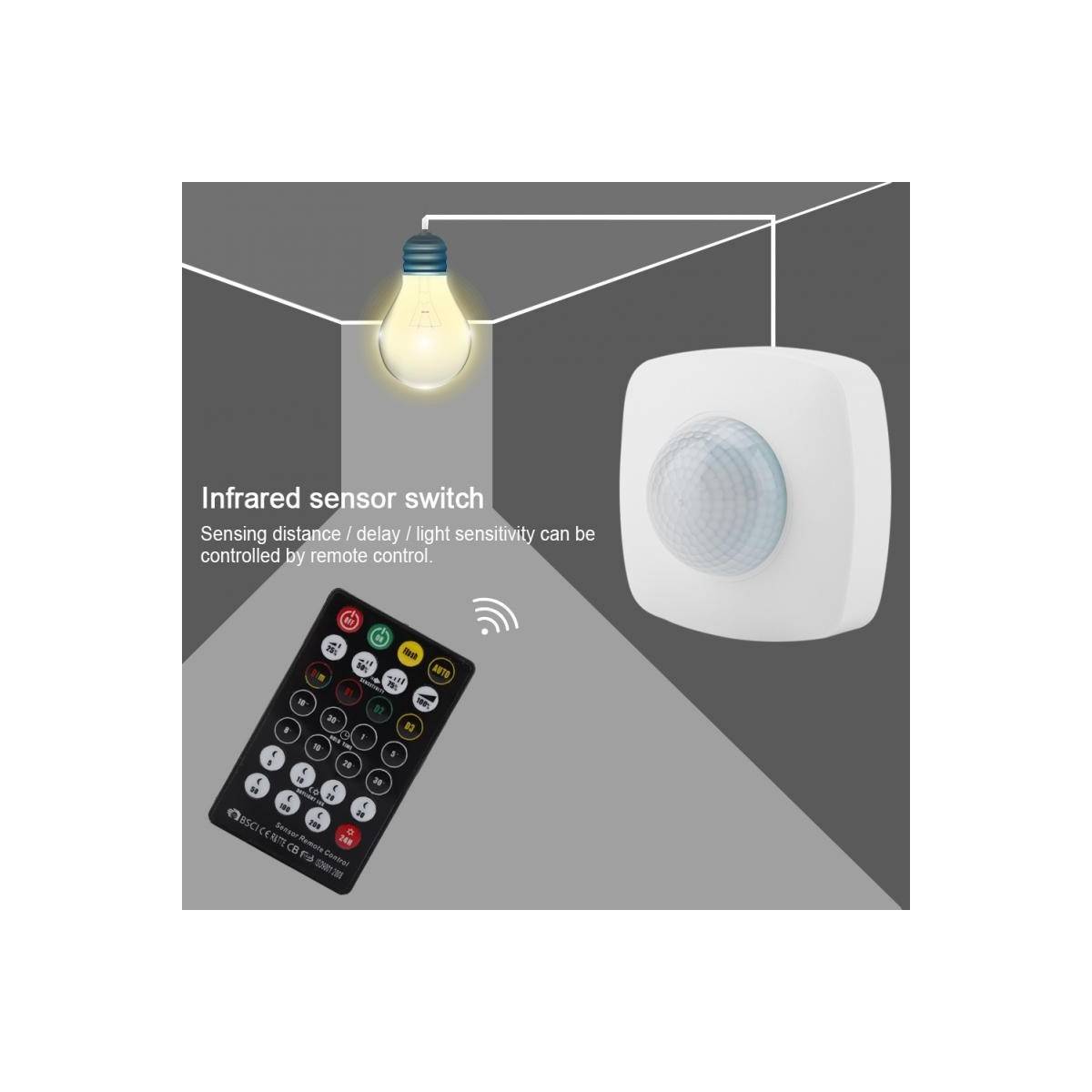 Surface motion sensor, Remote control included, 360° range IP65