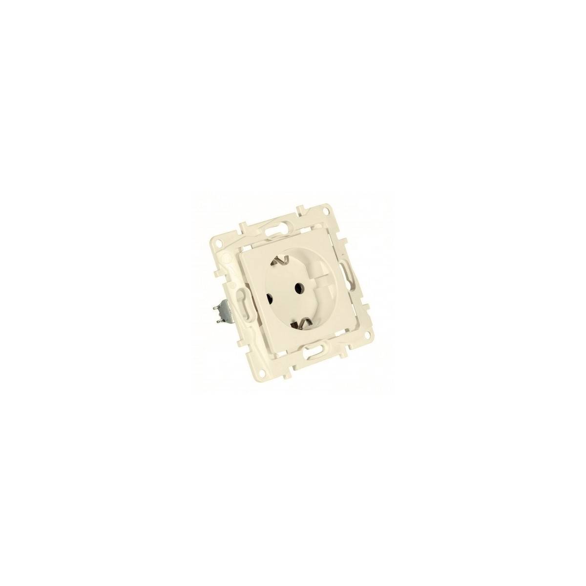 Schuko 16 amp recessed plug socket, white and ivory color.