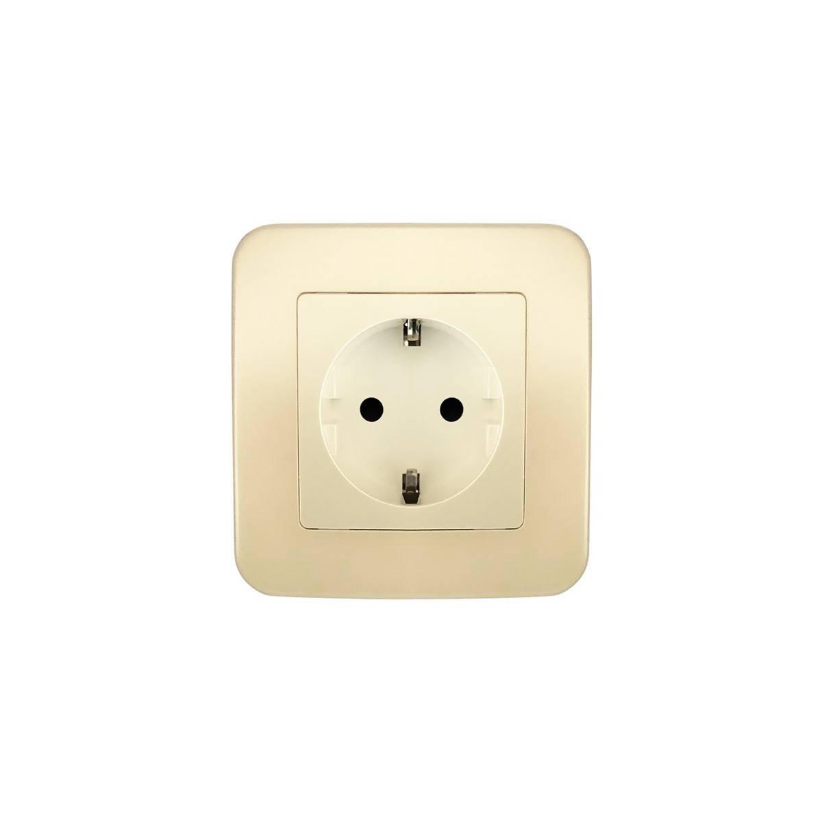 Schuko 16 amp recessed plug socket, white and ivory color.