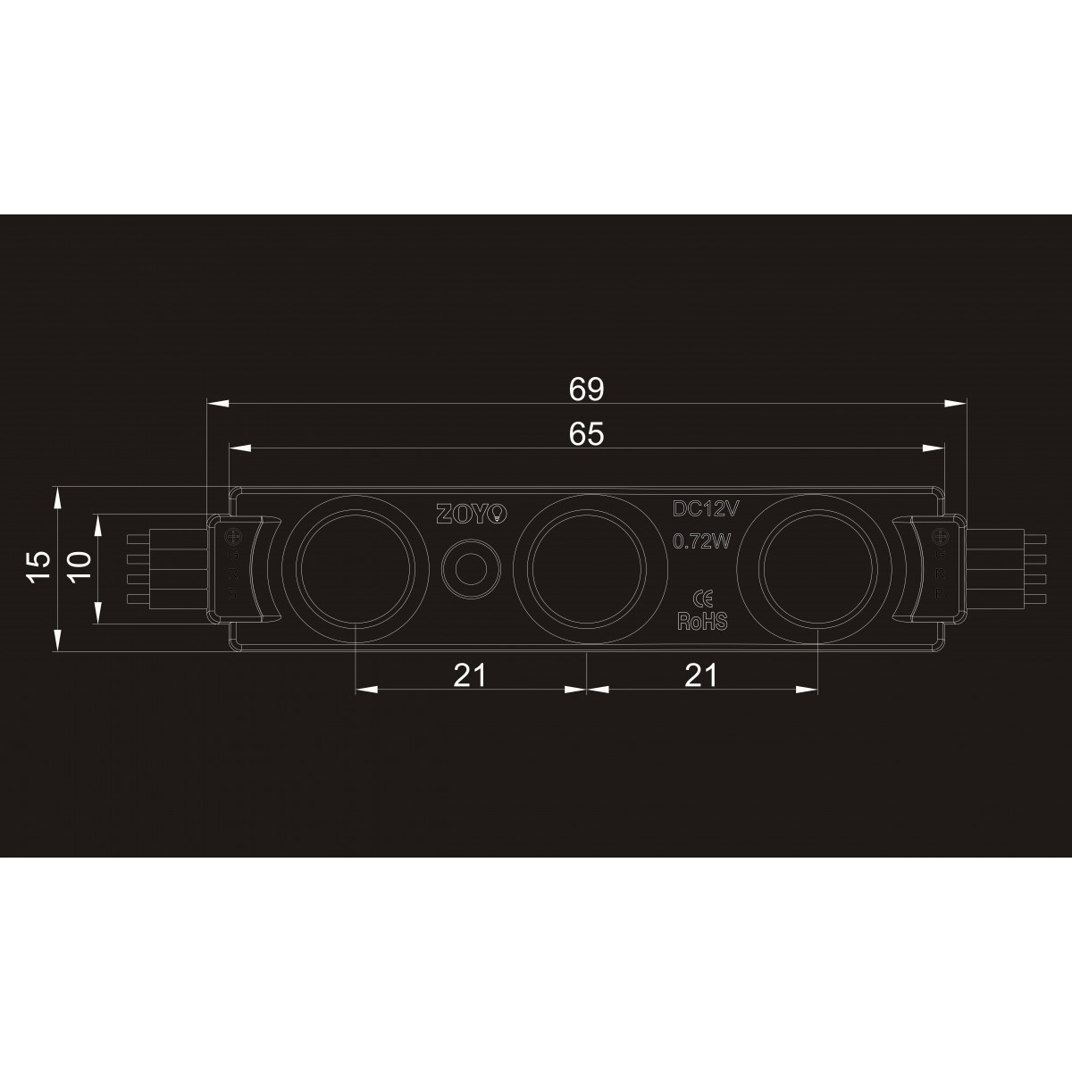 Buy Chain of 20 RGB LED Modules for signage 12V-DC IP 67 140º.