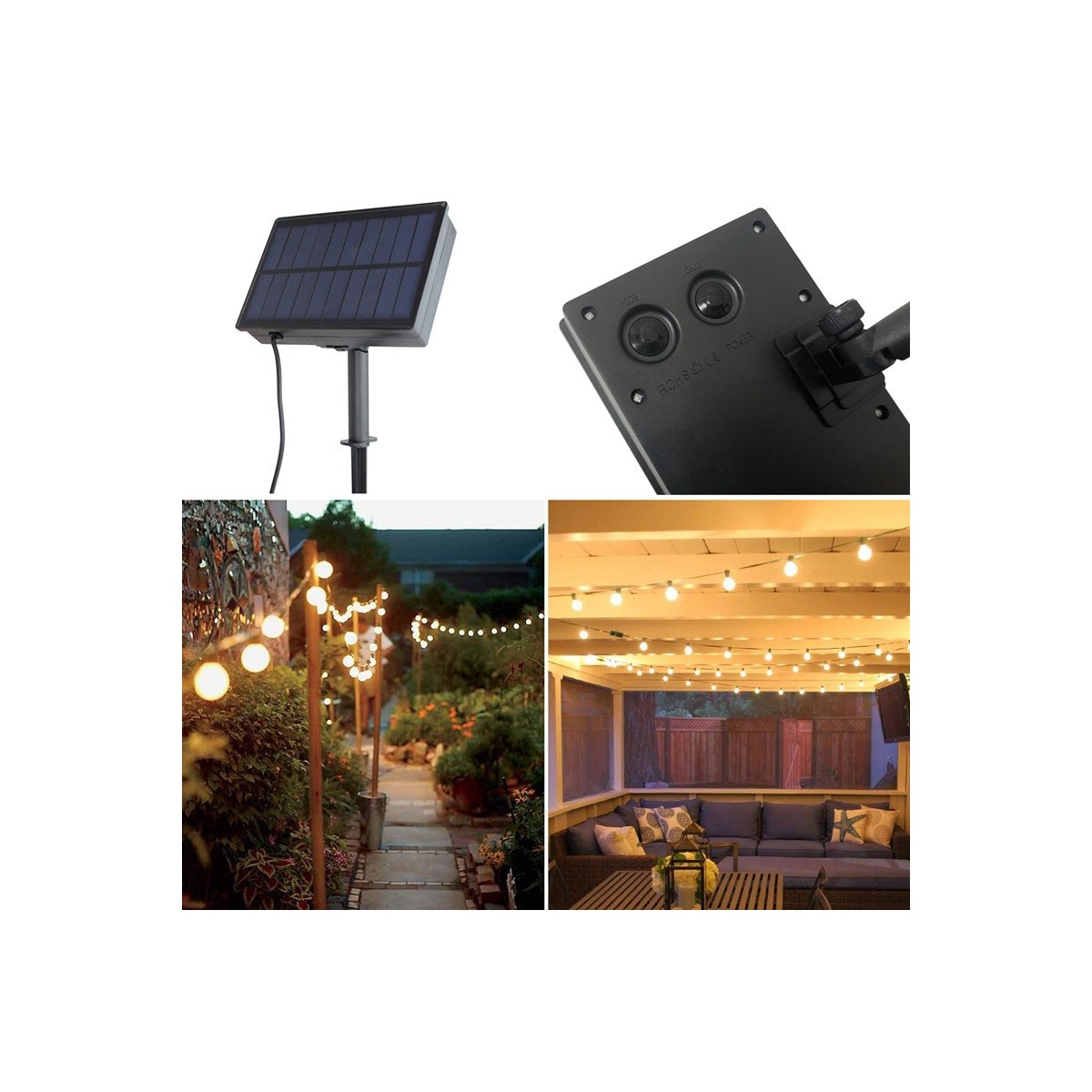 Buy Solar LED Garland with battery 10 integrated LED bulbs : B-LED