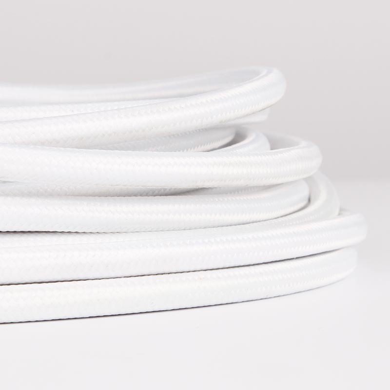 White cotton coated round electrical cable