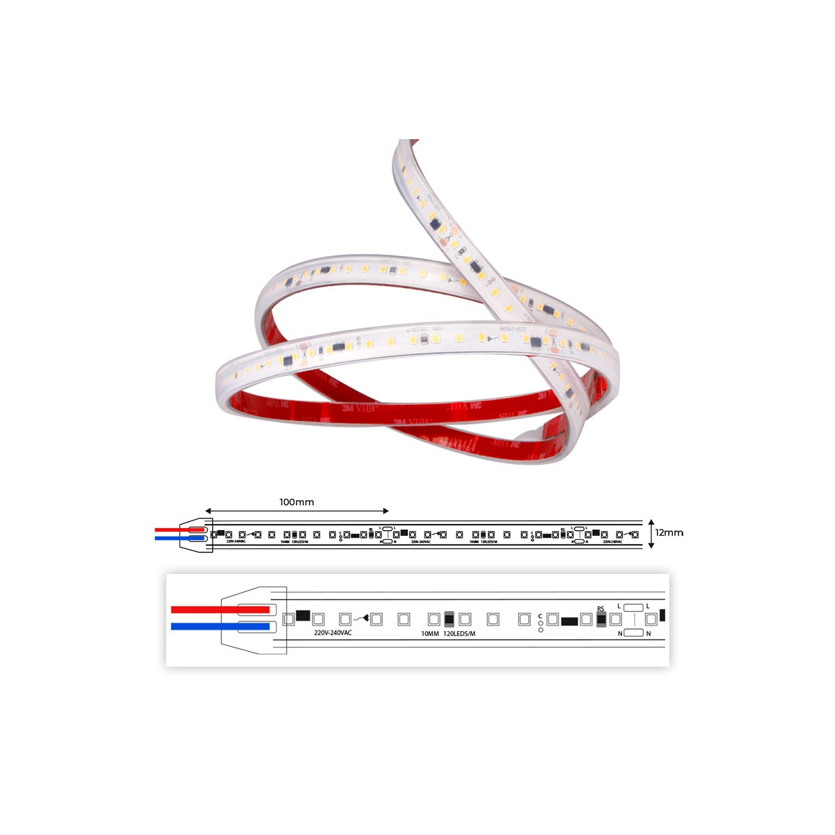 Buy LED Strip 220V 75W (600xSMD2835) 12mm IP67 5 meters Roll
