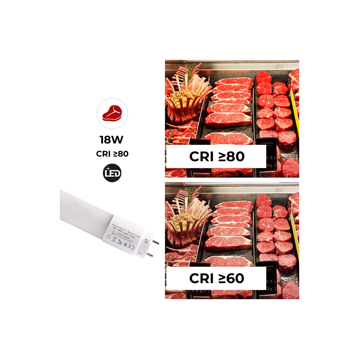 LED T8 butcher's shop tube 120cm 18W | Butcher's Shop Lighting