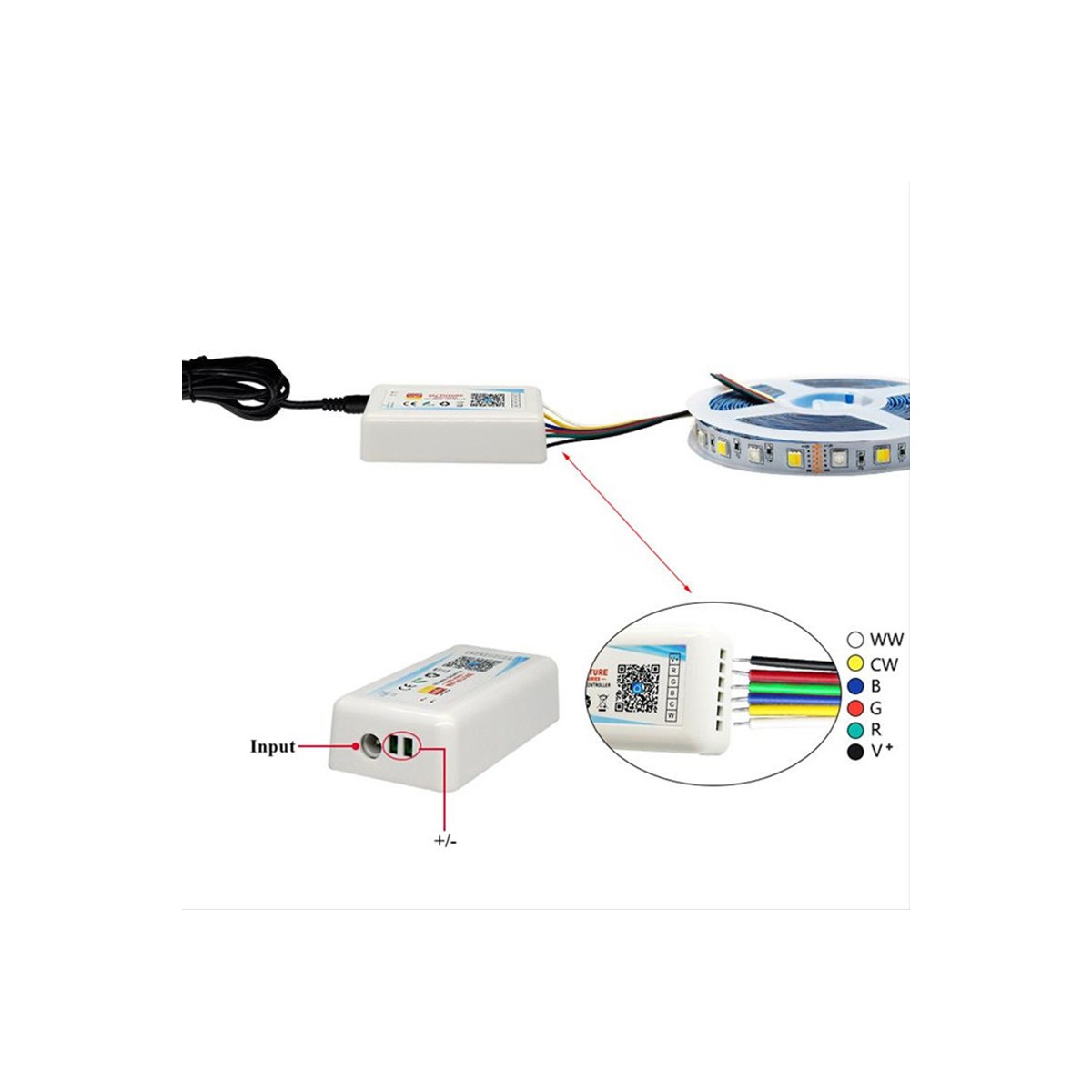RBG+CCT SMART WIFI LED Controller with remote control - 12-24V DC - 5 ...
