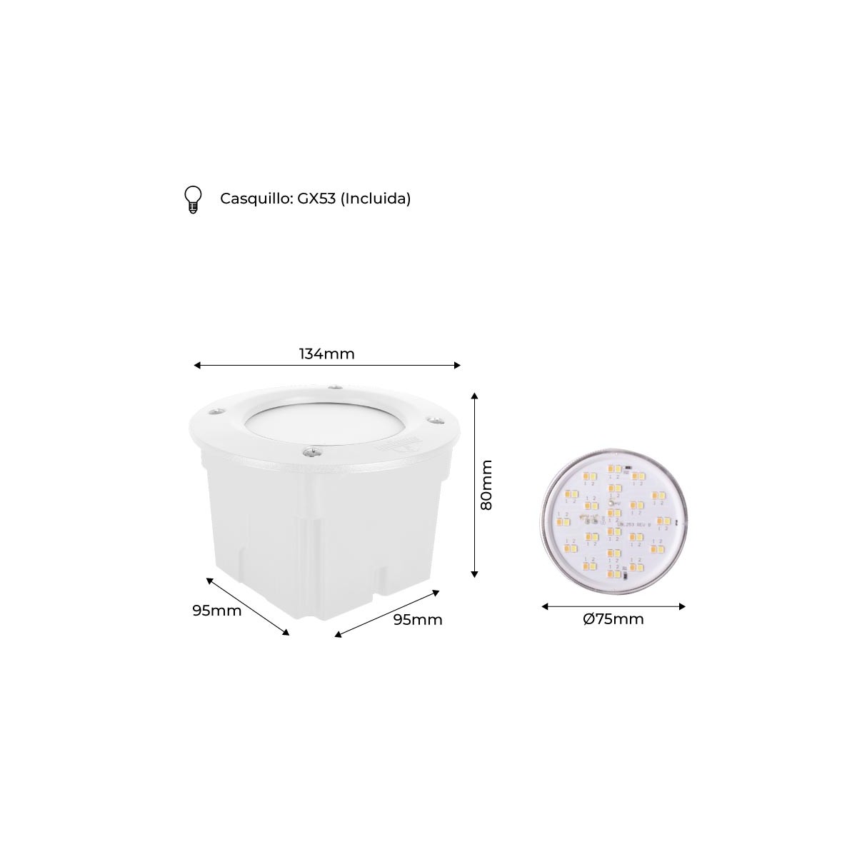 FUMAGALLI "LETI 100 ROUND" GX53 LED Recessed Marker Light - 3W - IP66