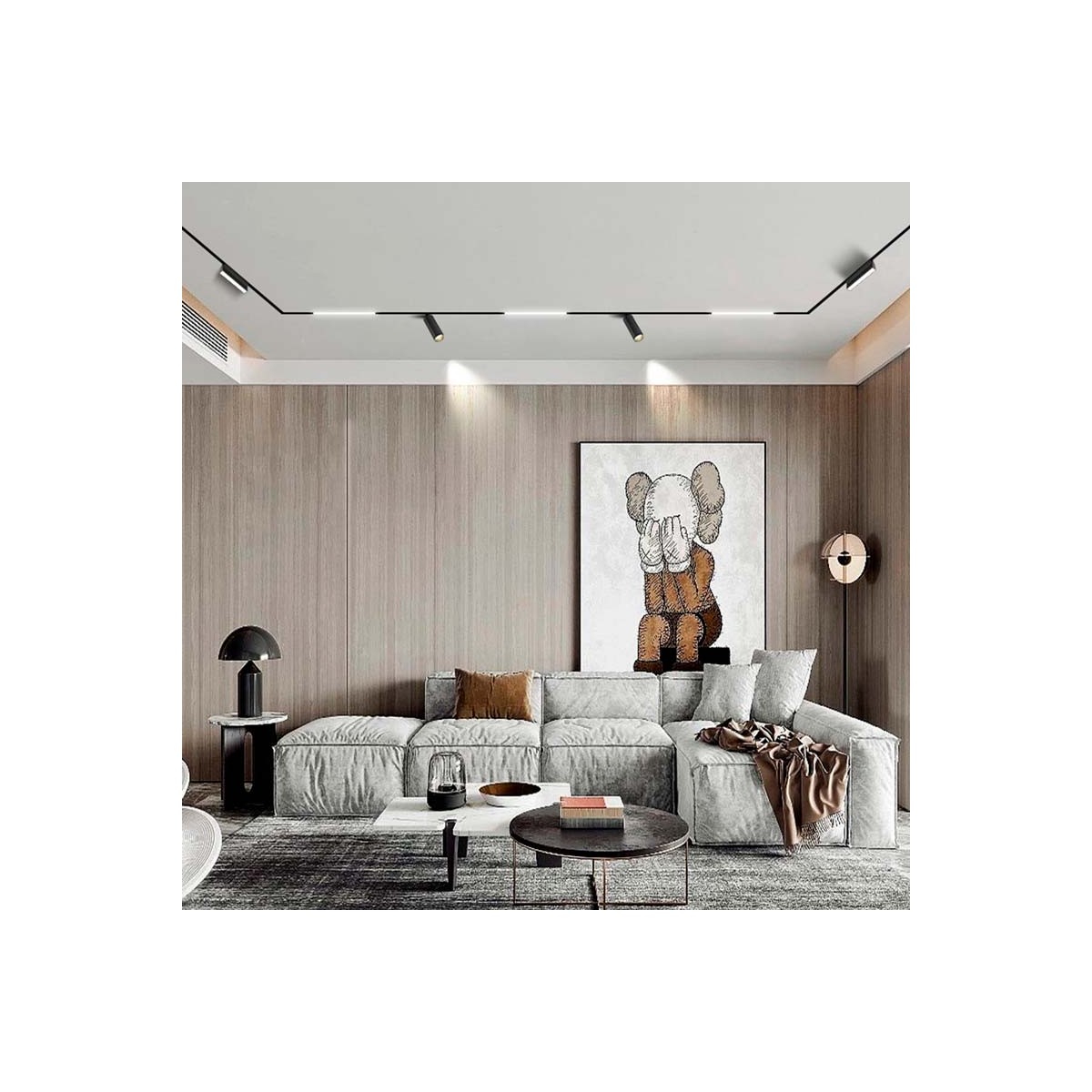 Magnetic rail 20mm recessed - 48V - 2 meters