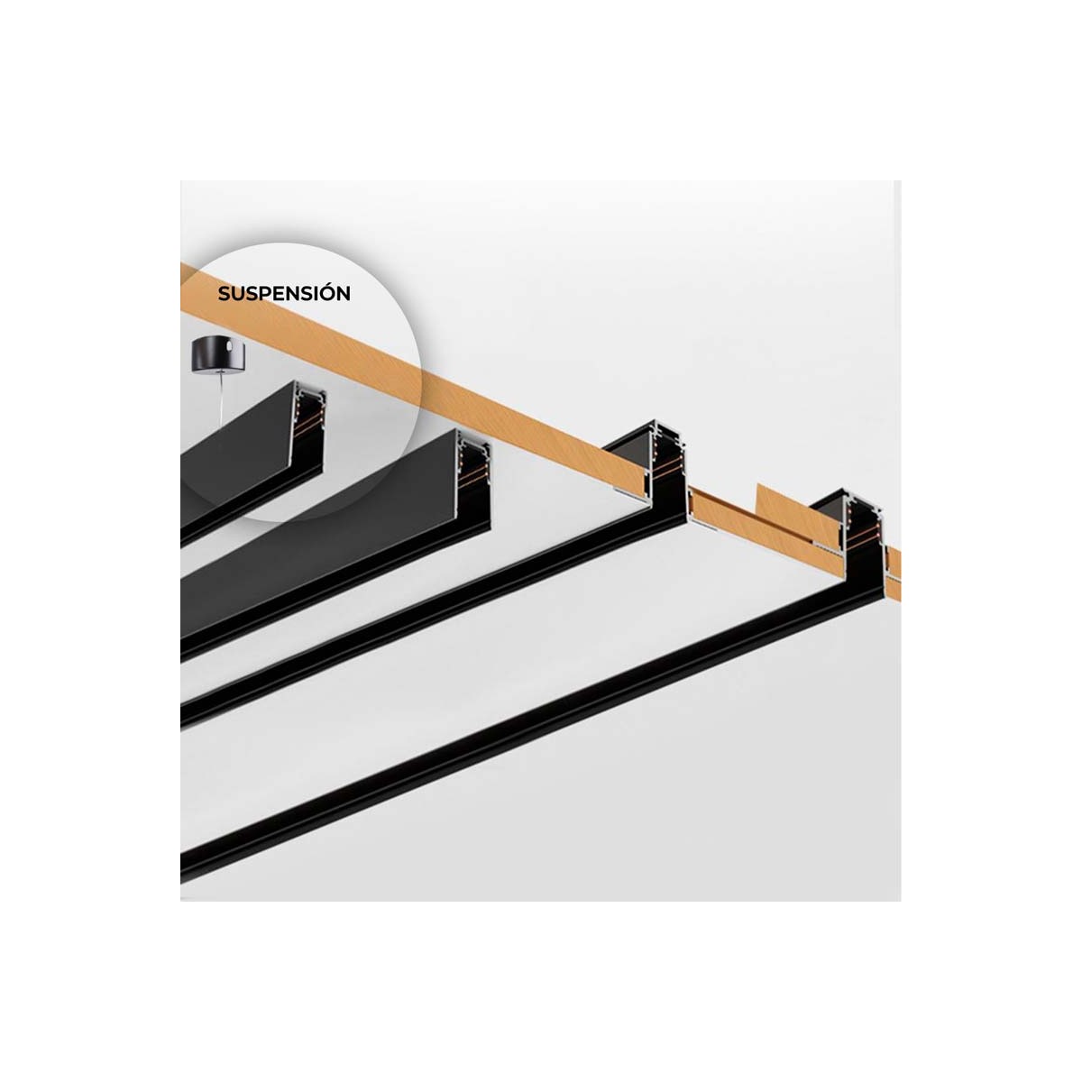 Magnetic track 48V + suspension kit - 1 meter