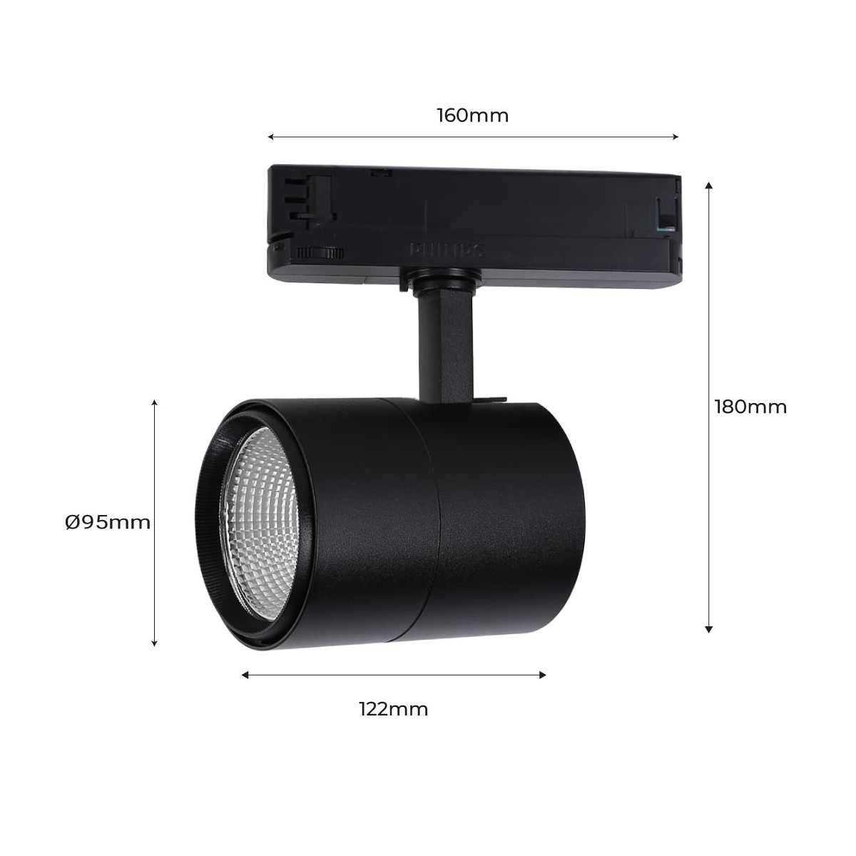 Three-phase LED track spotlight CCT 42W - CRI 95 - Integrated Philips ...