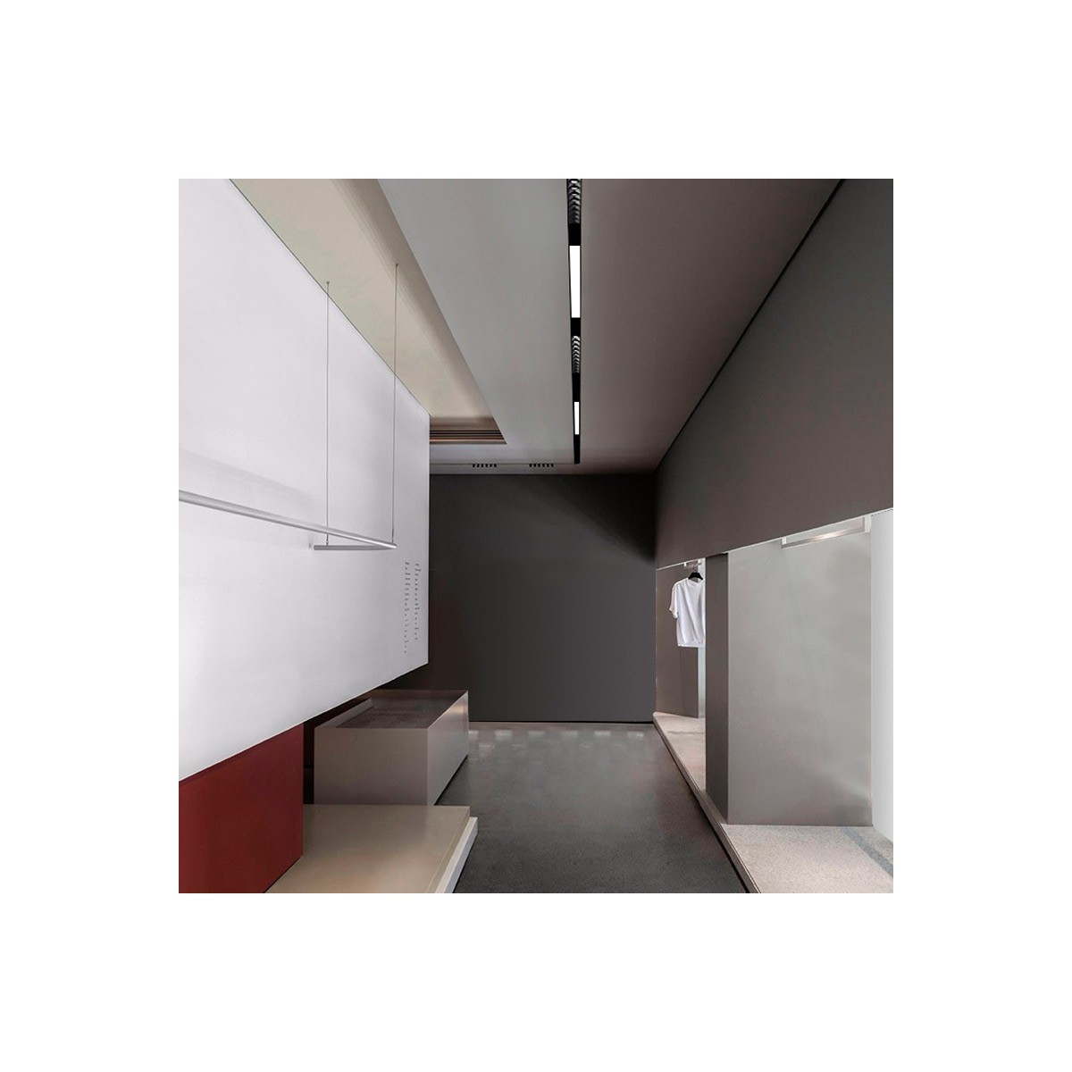 Opal LED linear luminaire for magnetic rail 48V - 10W - Black