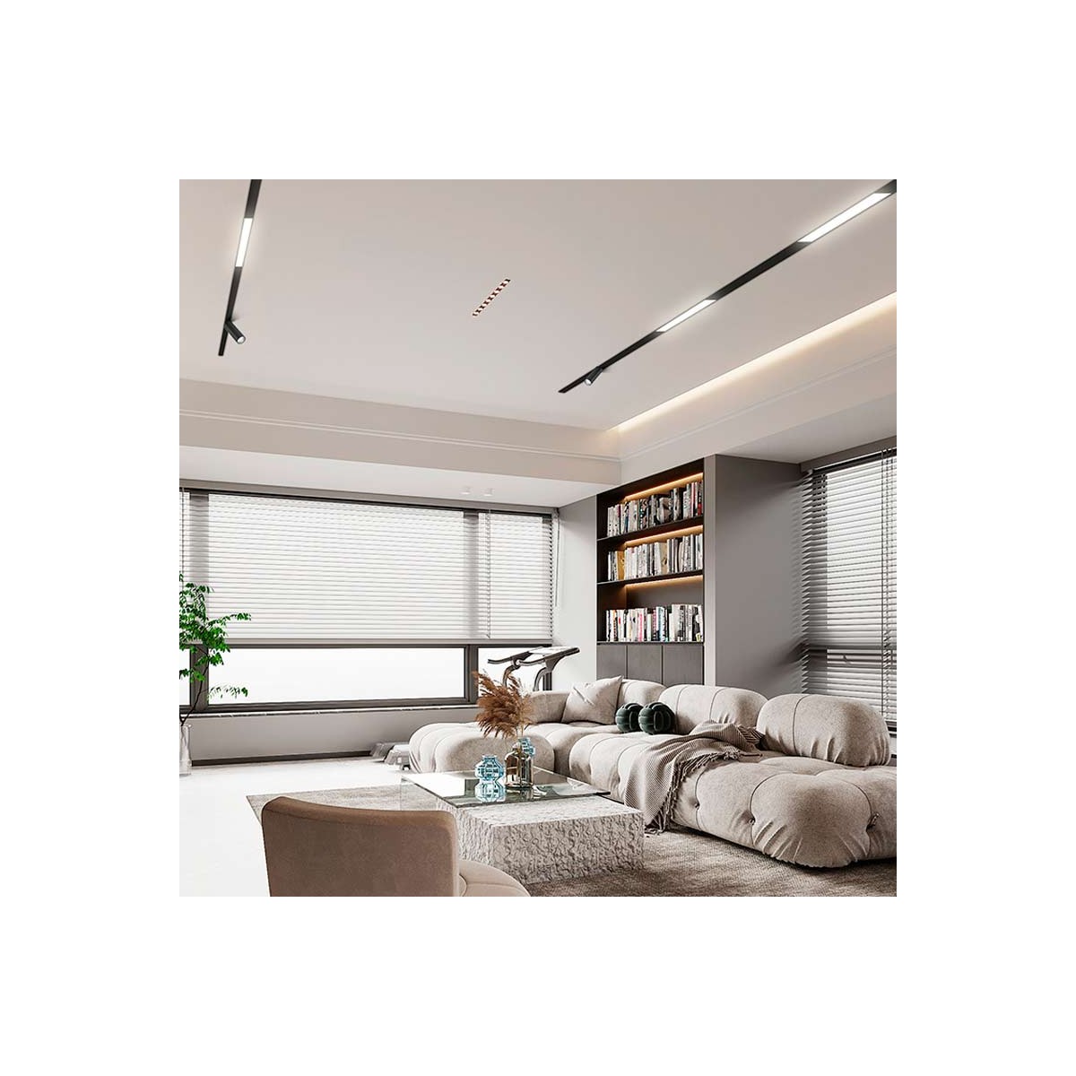 Opal LED linear luminaire for magnetic rail 48V - 10W - Black