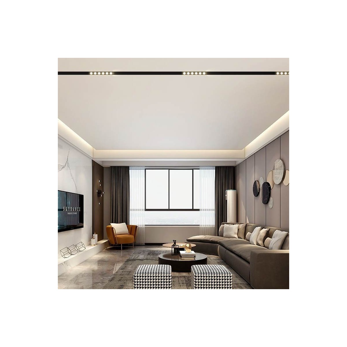 LED linear luminaire for magnetic rail 48V - 6W - UGR 16 - Black