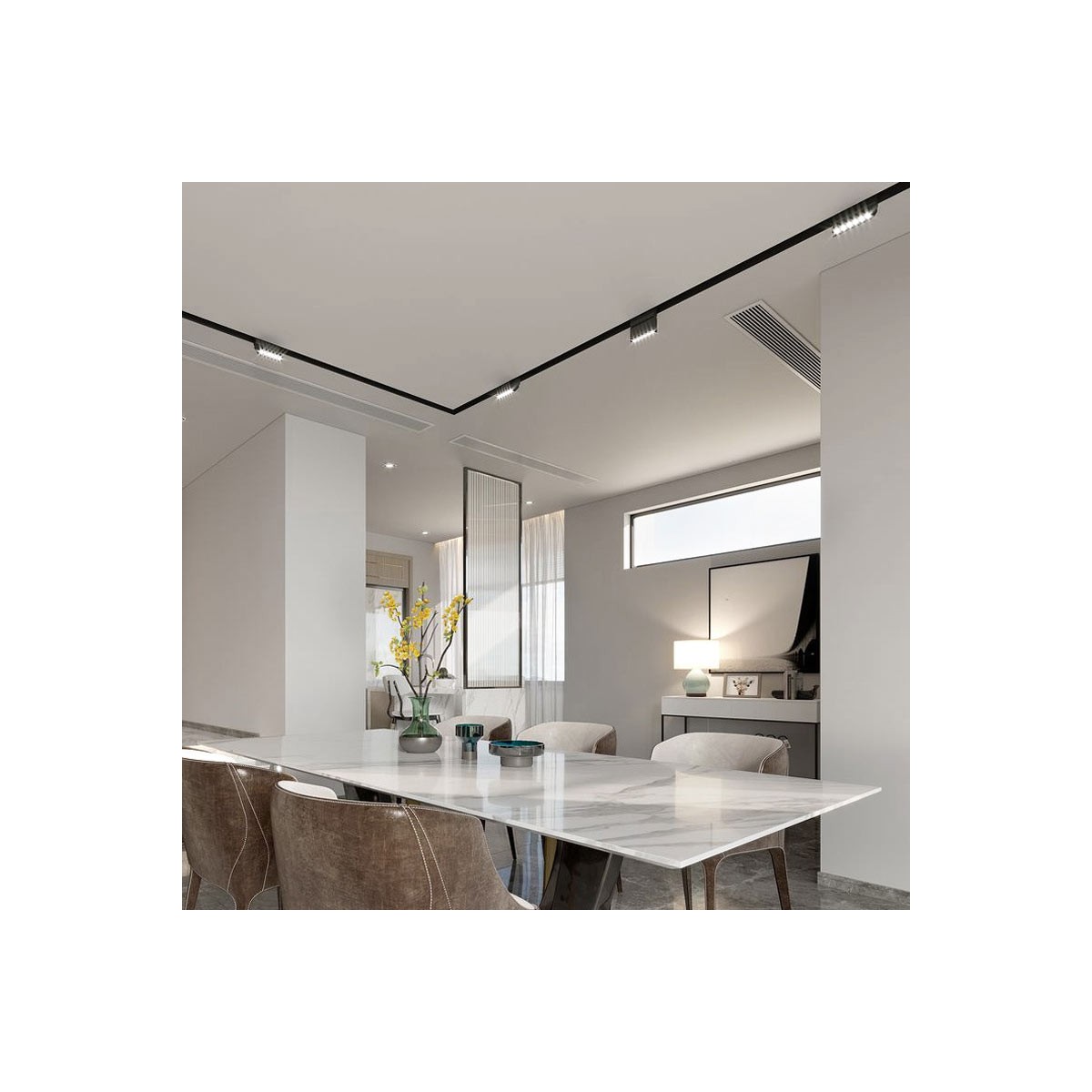 Linear LED swiveling luminaire for magnetic rail 48V - 6W - UGR16 - Black