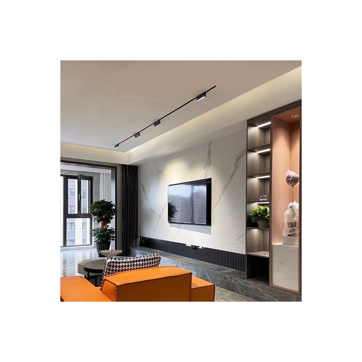 Linear LED swiveling luminaire for magnetic rail 48V - 6W - UGR16 - Black