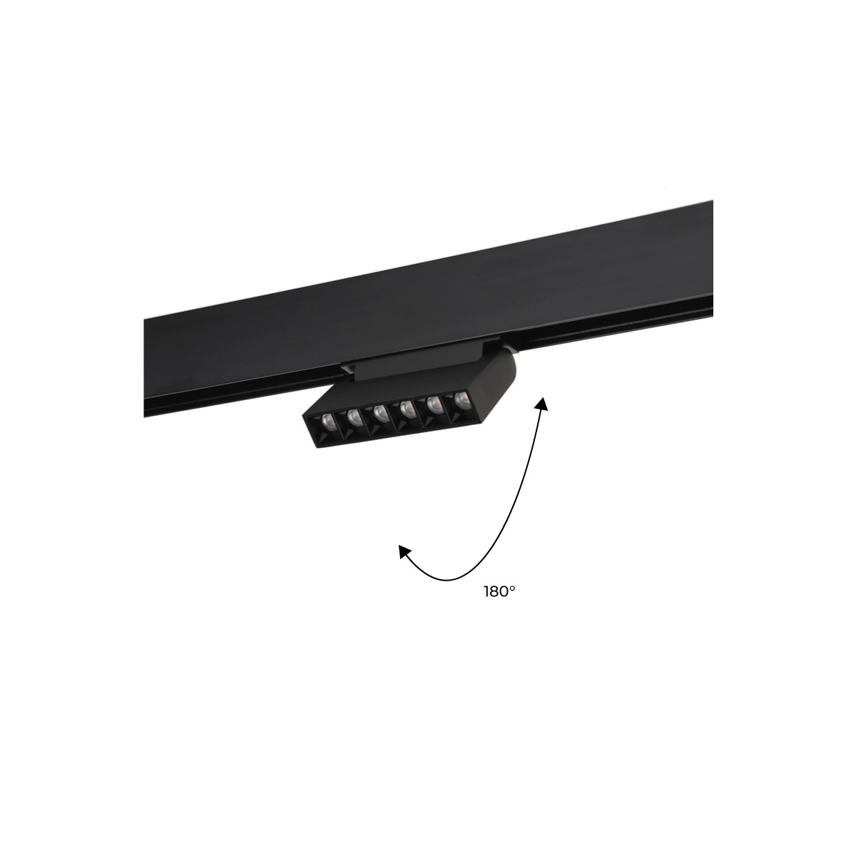 Linear LED swiveling luminaire for magnetic rail 48V - 6W - UGR16 - Black