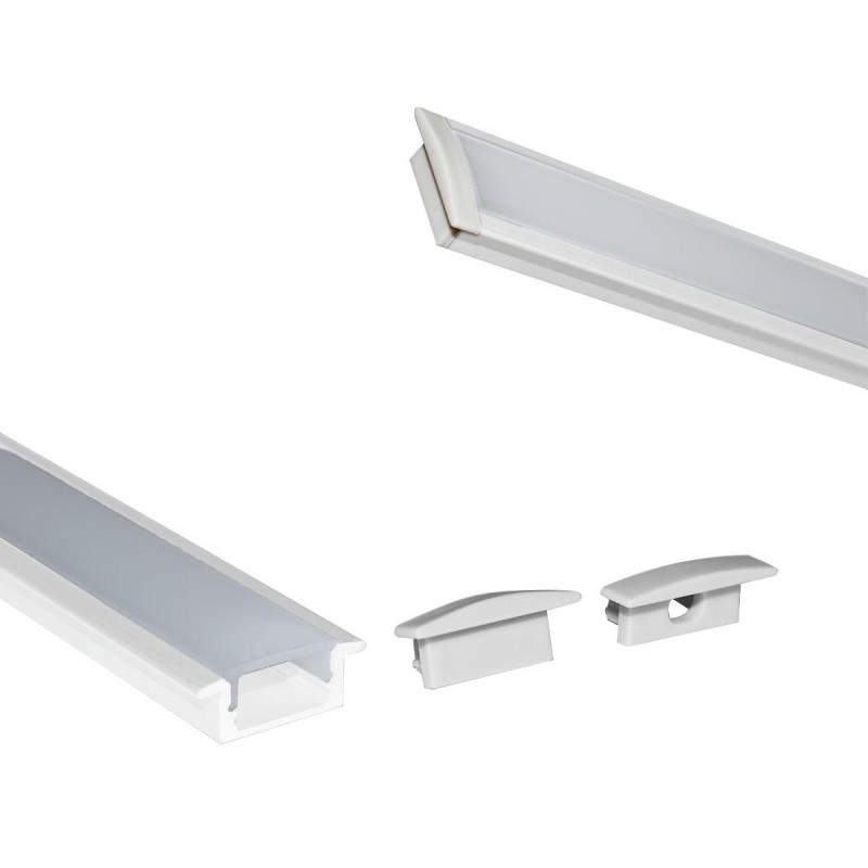 Recessed aluminum profile for LED strip with diffuser - 2 covers ...