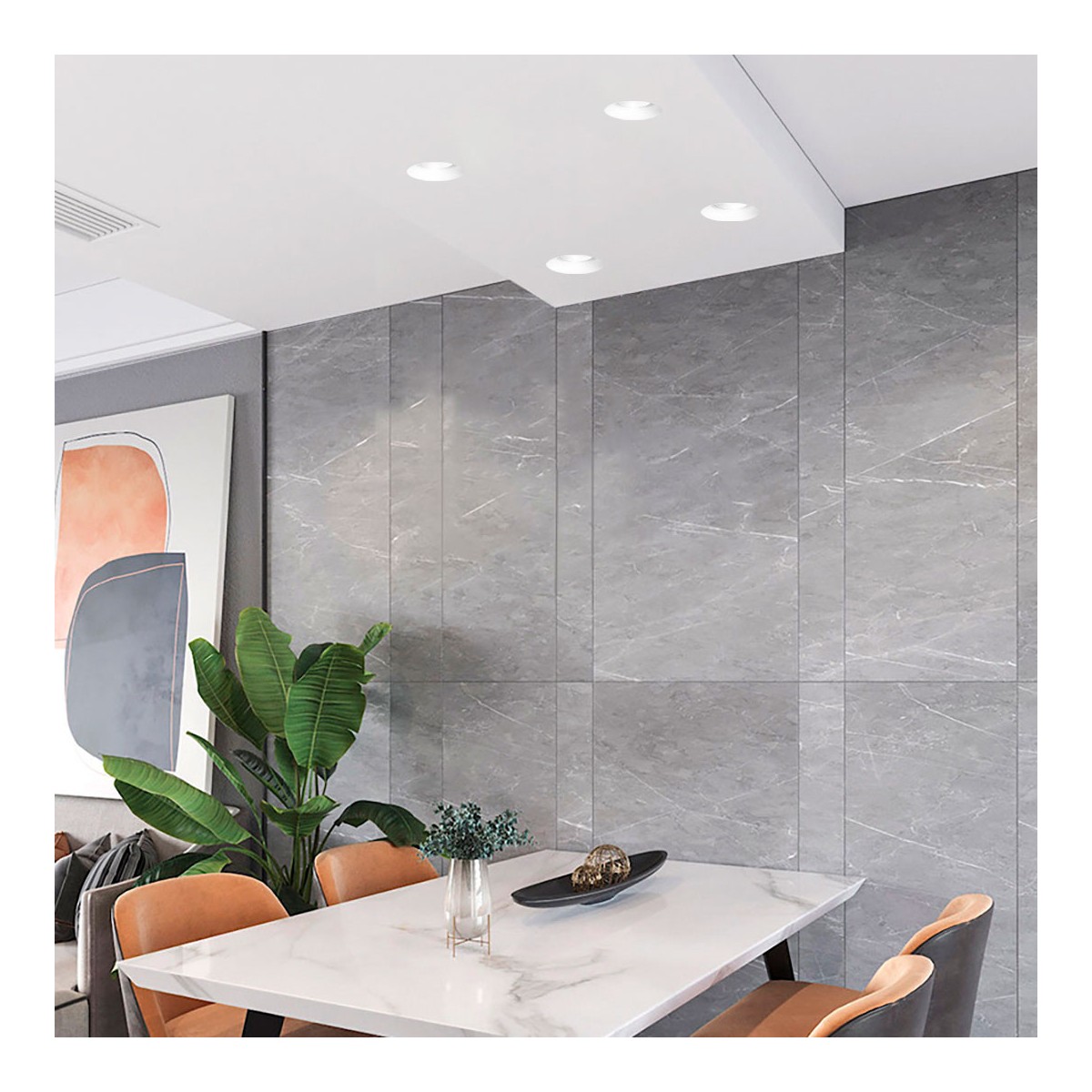 Square plaster downlight - Trimless - 1 x GU10 - Downlights Led