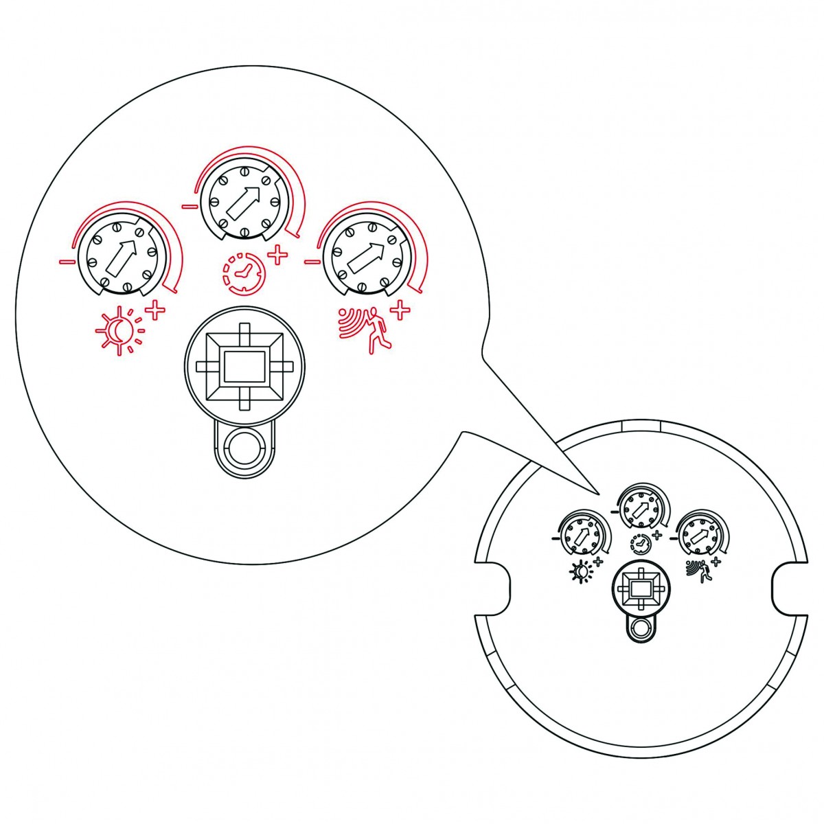 2 in 1 PIR motion sensor (surface/embeddable) - 360º - IP20