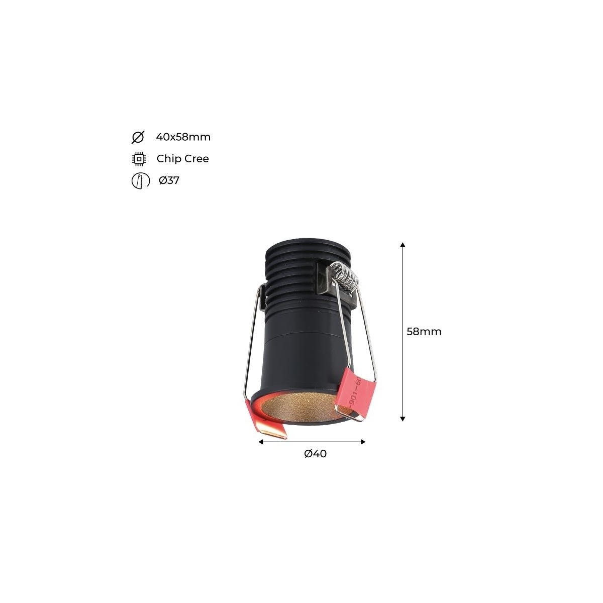 LED recessed spotlight - Kegu driver - Cree chip - Low UGR - 2700K - 3W