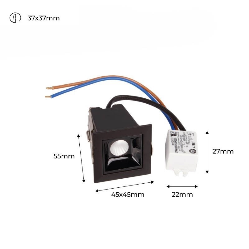 Recessed LED downlights 2W anti-glare UGR18