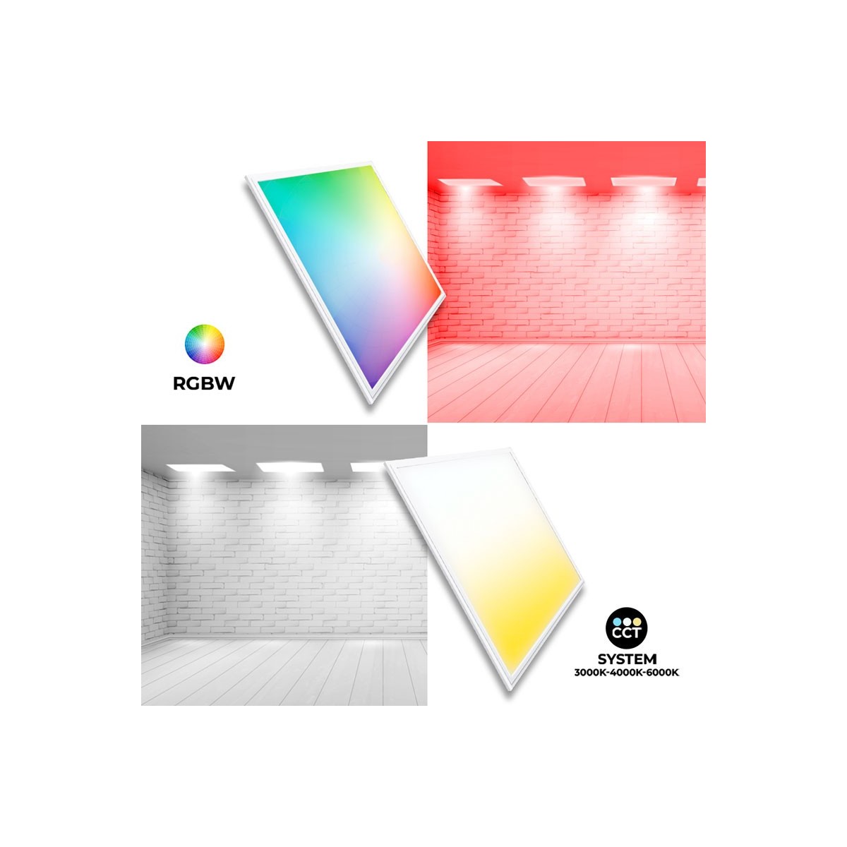 WIFI SMART RGB / RGBW + CCT recessed LED panel - 60x60 cm - 40W - With ...