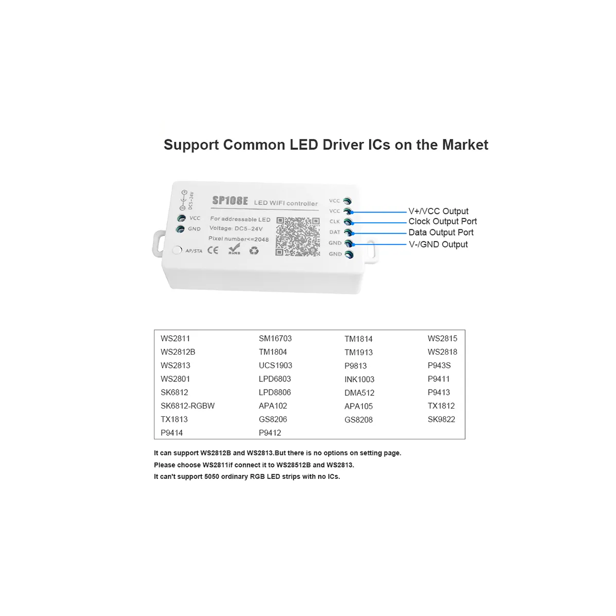 RGB/RGBW WIFI pixel IC LED controller - 5-24V DC