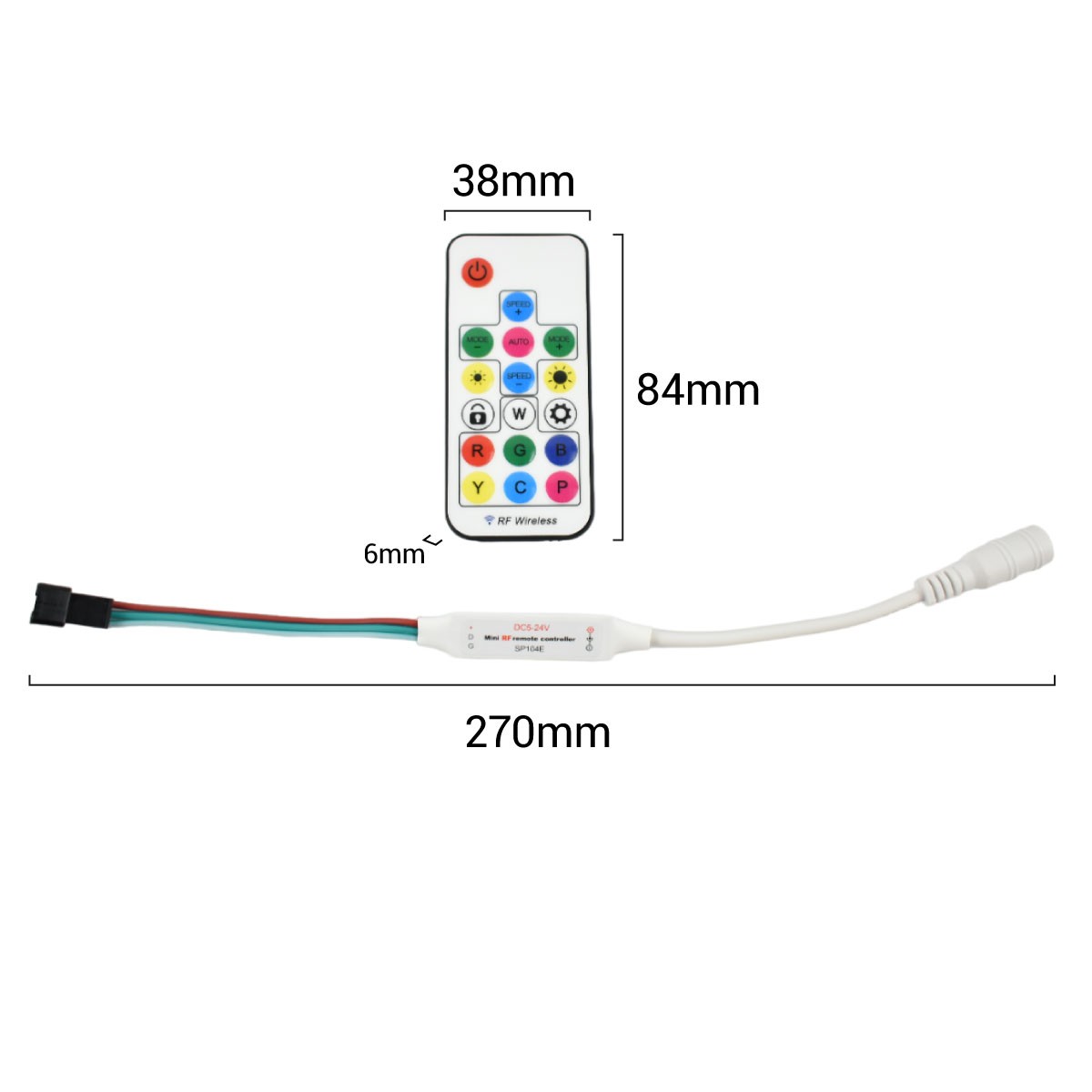 RGB/RGBW pixel IC LED controller with RF remote control - 5-24V DC - 2048 pixels