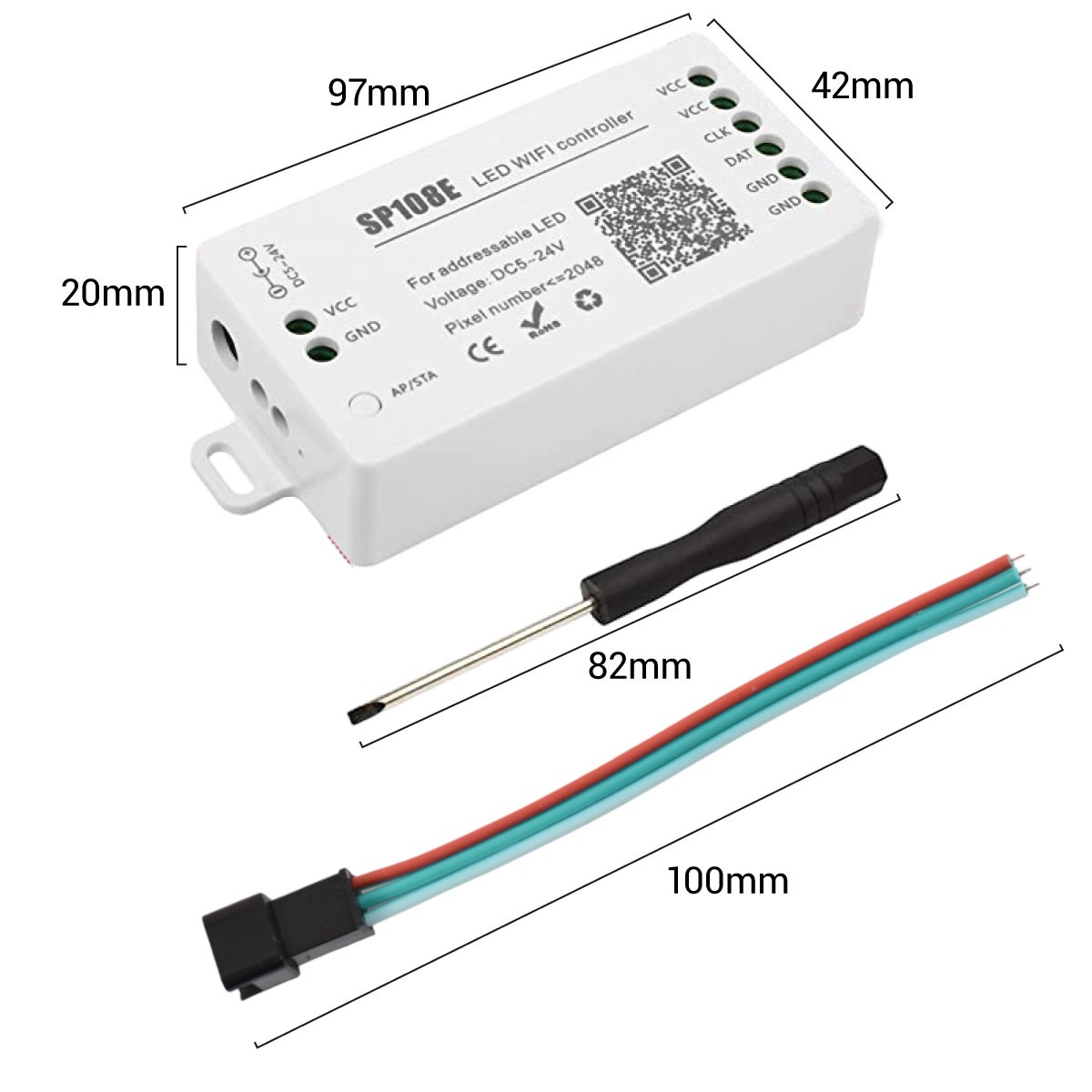 RGB/RGBW WIFI pixel IC LED controller - 5-24V DC