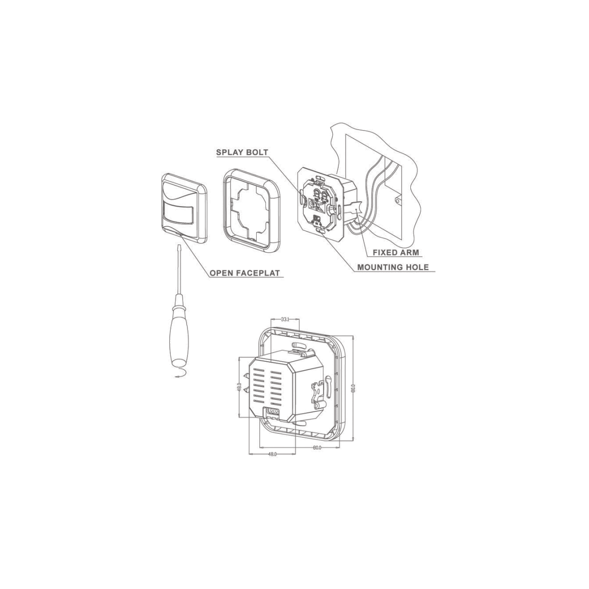 160º PIR Motion Sensor - Square Wall Mechanism