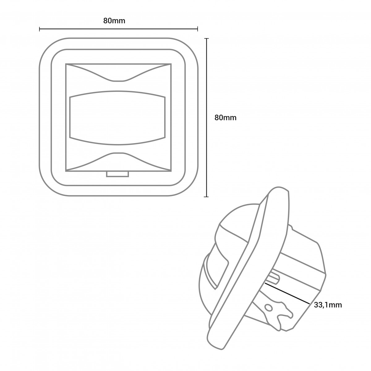 160º PIR Motion Sensor - Square Wall Mechanism