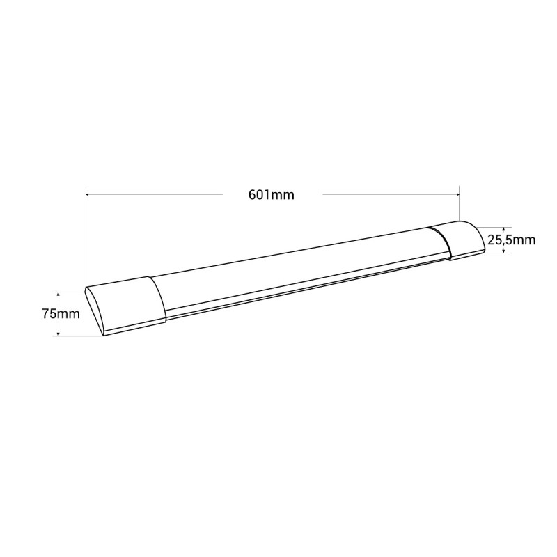 Linear LED surface mounted luminaire - 18W - 60cm - IP20