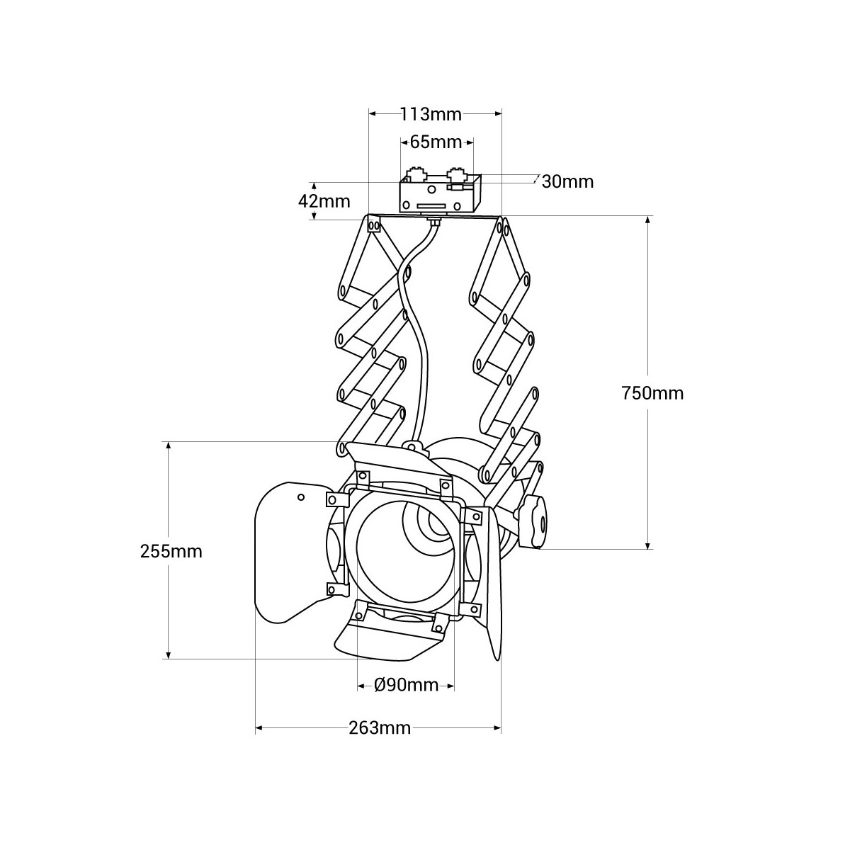 Extending and adjustable spotlight 3-phase track - Cinema