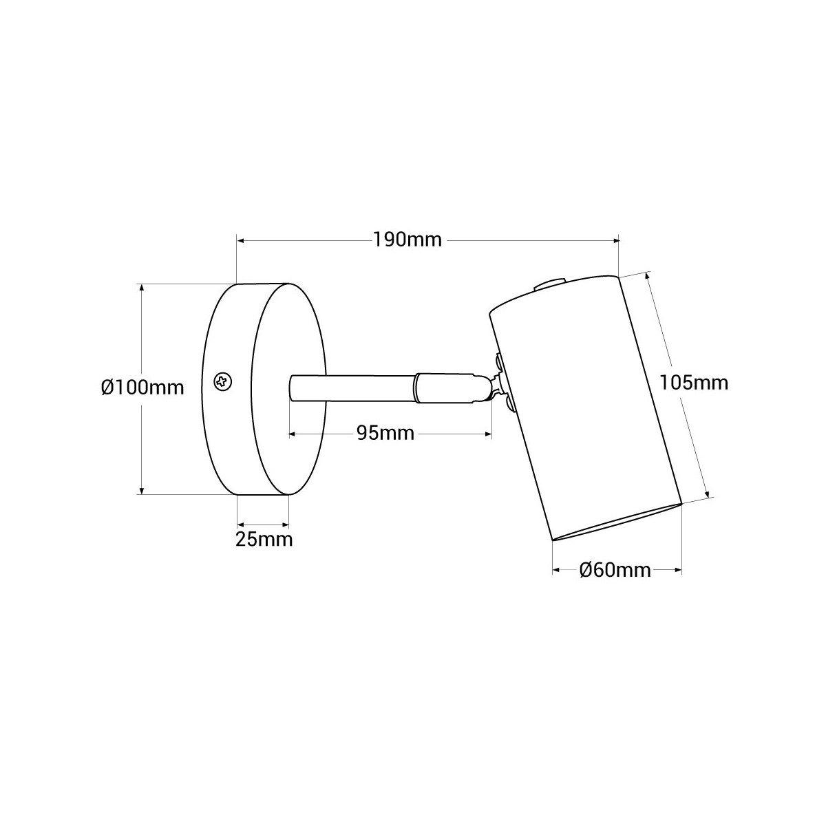 Ben" adjustable interior wall light with cable and plug - E27